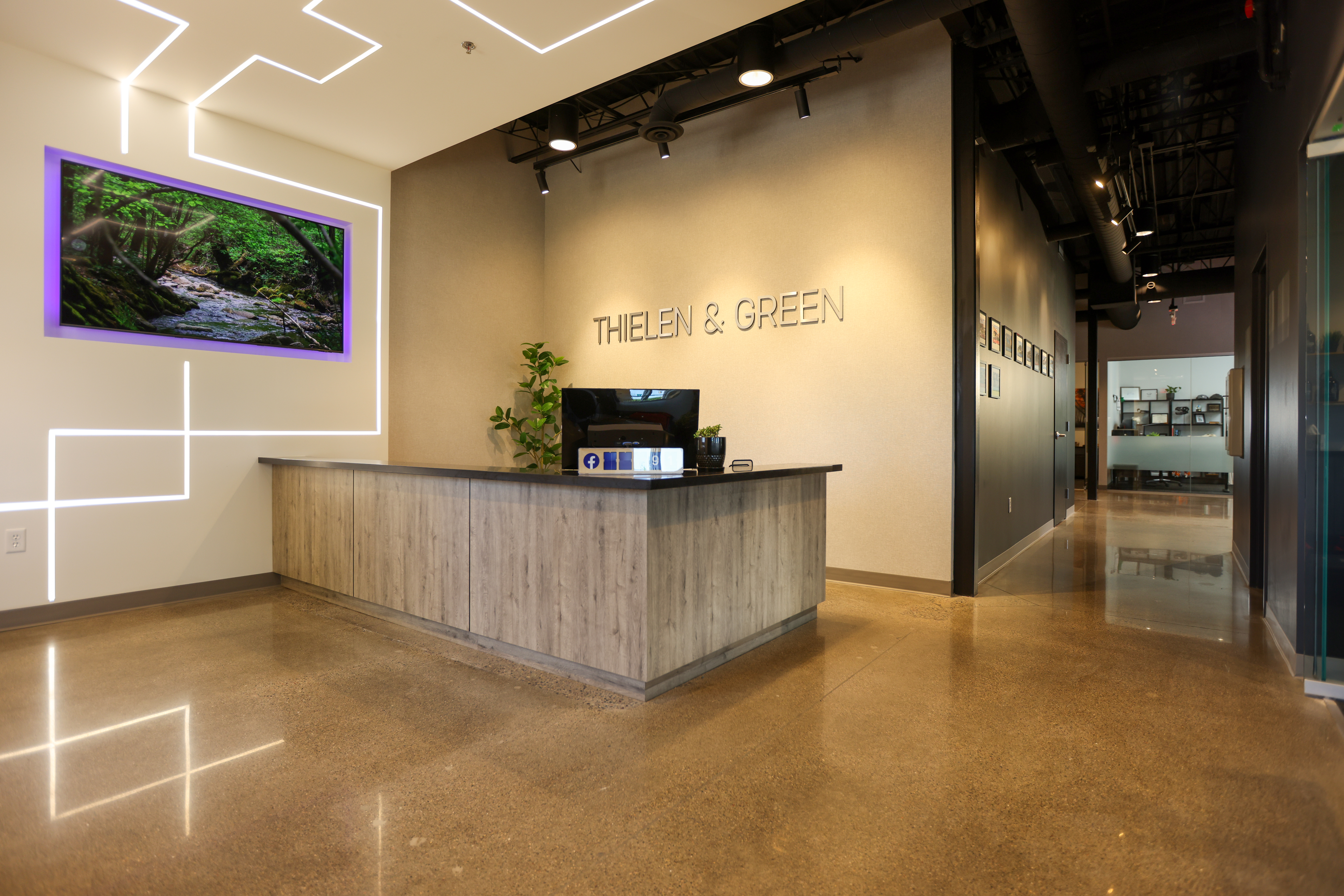 A Geometric Design For An Office Lobby | PureEdge Lighting