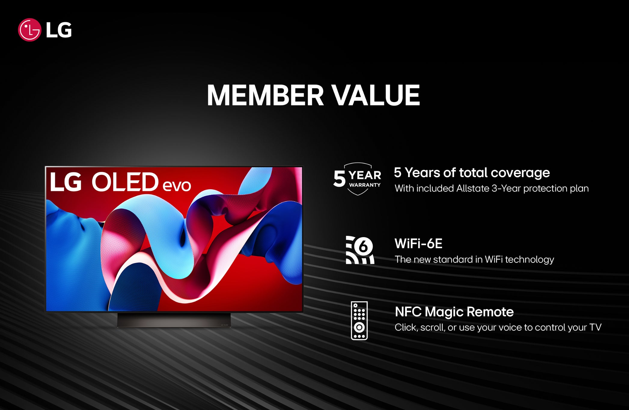 LG 65" Class - OLED C4 Series - 4K UHD OLED TV - Allstate 3-Year Protection Plan Bundle Included ...