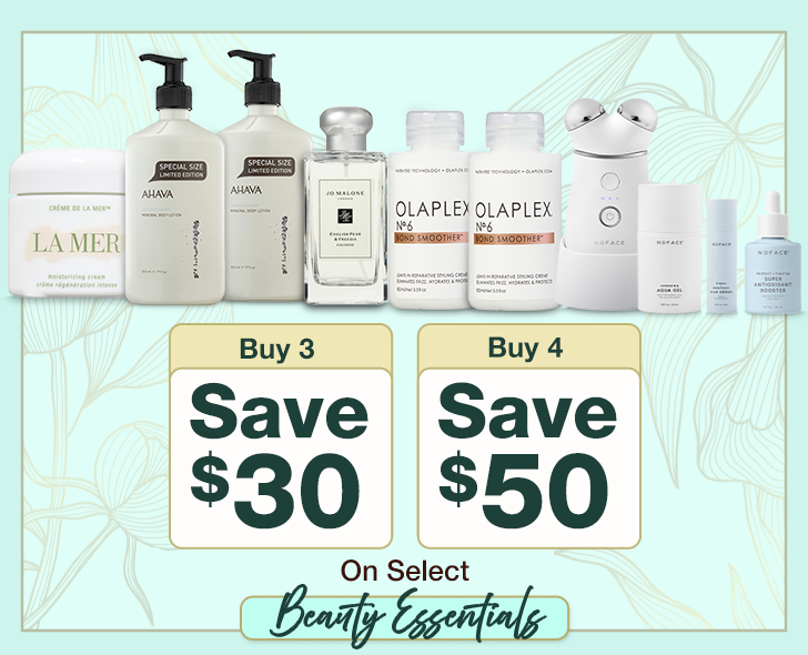 buy 3 Save $30 and Buy 4 Save $50 on select beauty essentials