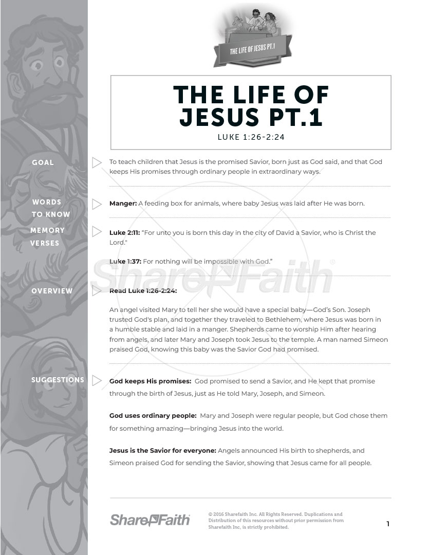 ShareFaith Media » The Life of Jesus – Part 1: Curriculum – ShareFaith ...