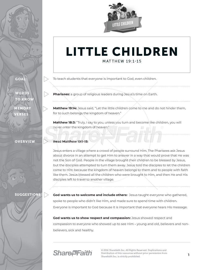 ShareFaith Media » Matthew 19 – Little Children: Curriculum ...