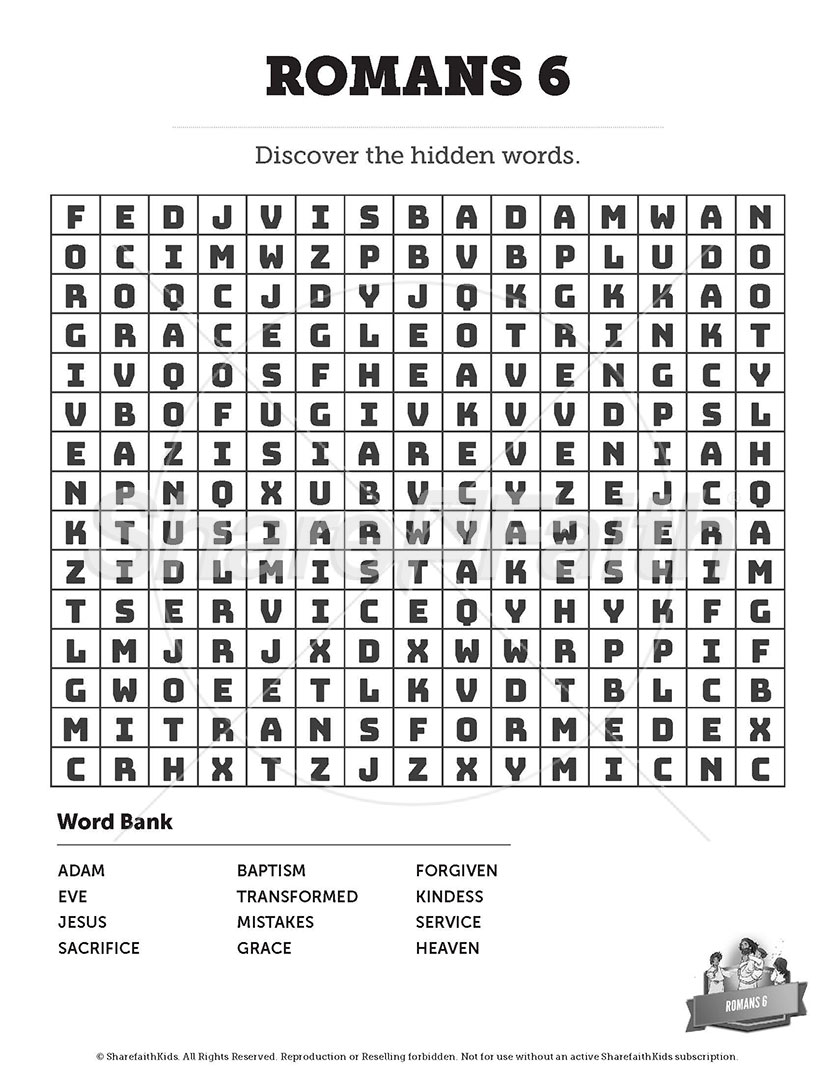 ShareFaith Media » Romans 6: Word Search – ShareFaith Media
