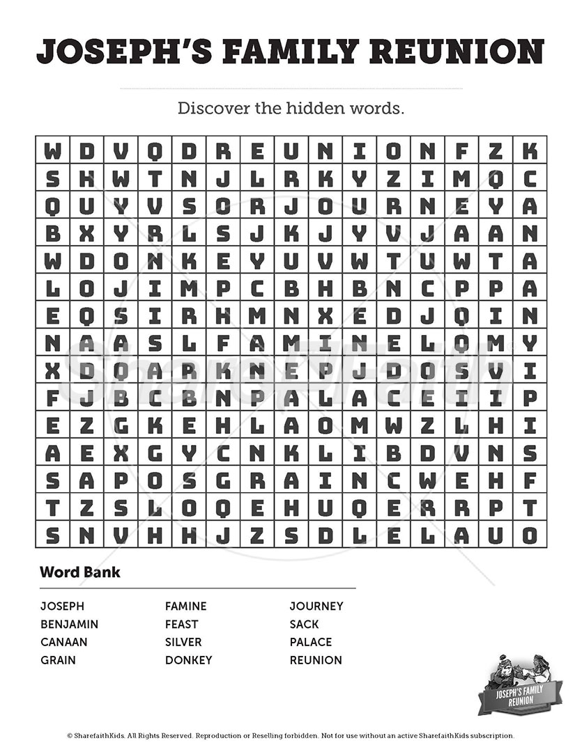 ShareFaith Media » Genesis 42: Joseph’s Family Reunion – Word Search ...