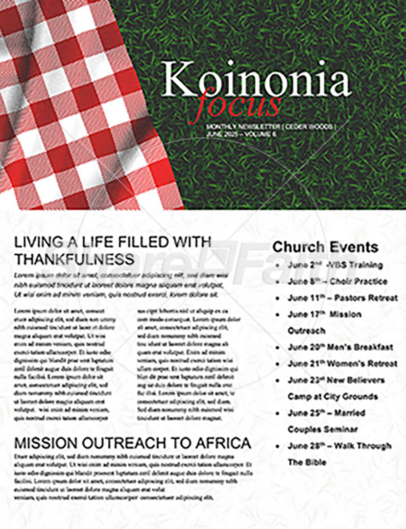 ShareFaith Media » Church Picnic: Newsletter – ShareFaith Media
