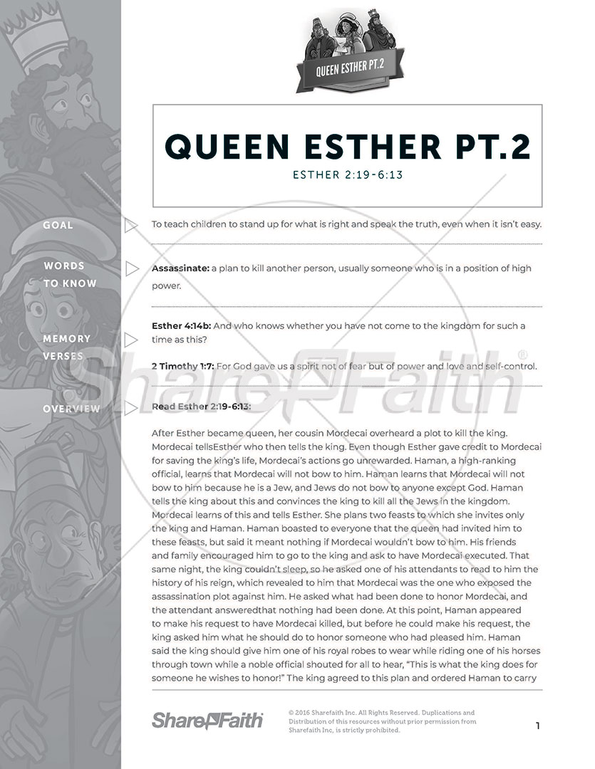 ShareFaith Media » Queen Esther Part 2: Curriculum – ShareFaith Media