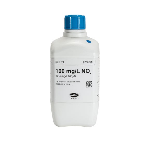 Nitrite standard, 100 mg/L NO₂ (30.5 mg/L NO₂-N), 500 mL | Hach