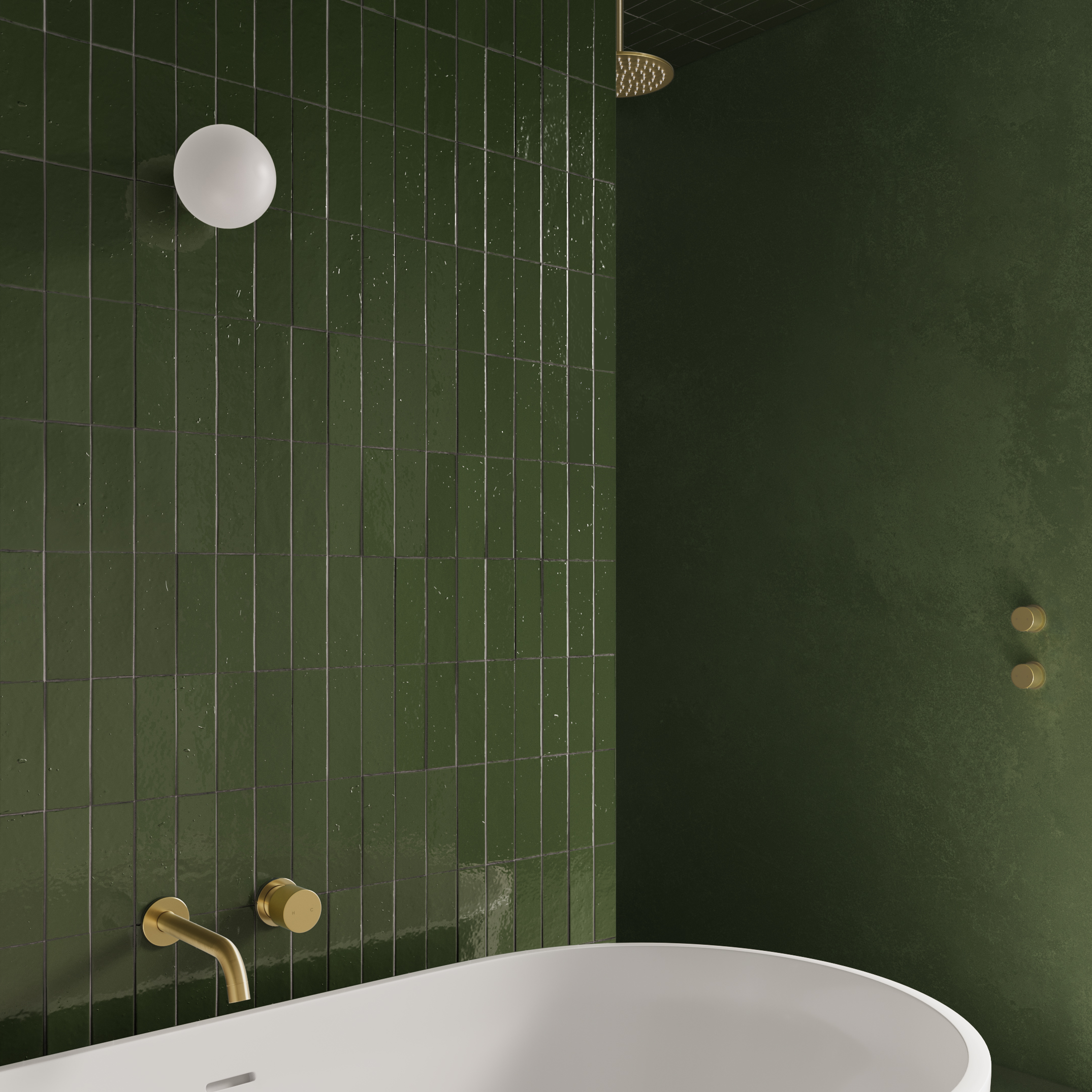 Rommani Handmade Zellige Rectangle Tile - Forest Green (Sample) | ABI ...