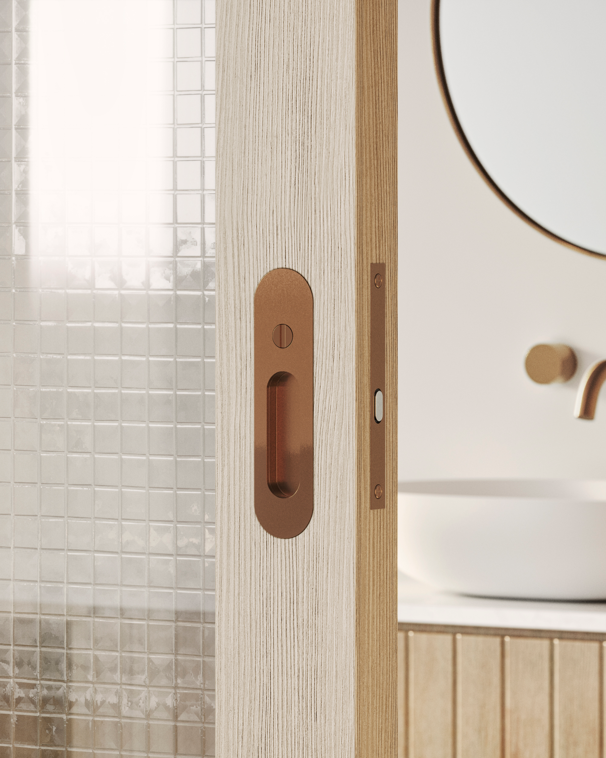 Leroy Sliding Door Privacy Set - Brushed Copper | (NZ) ABI Bathrooms ...