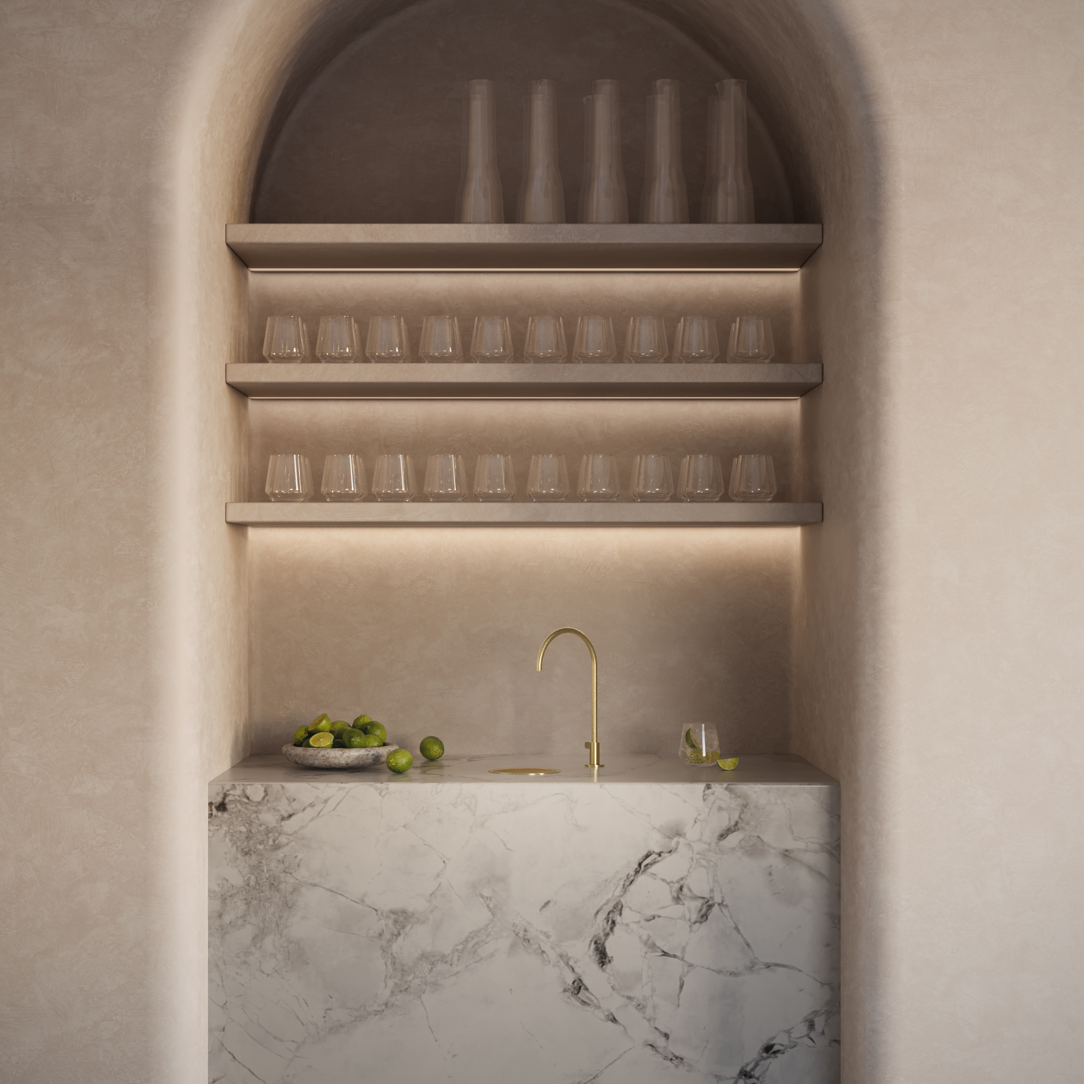 Mini Water Filter Tap with Font Drain - Brushed Brass - ABI Interiors UK