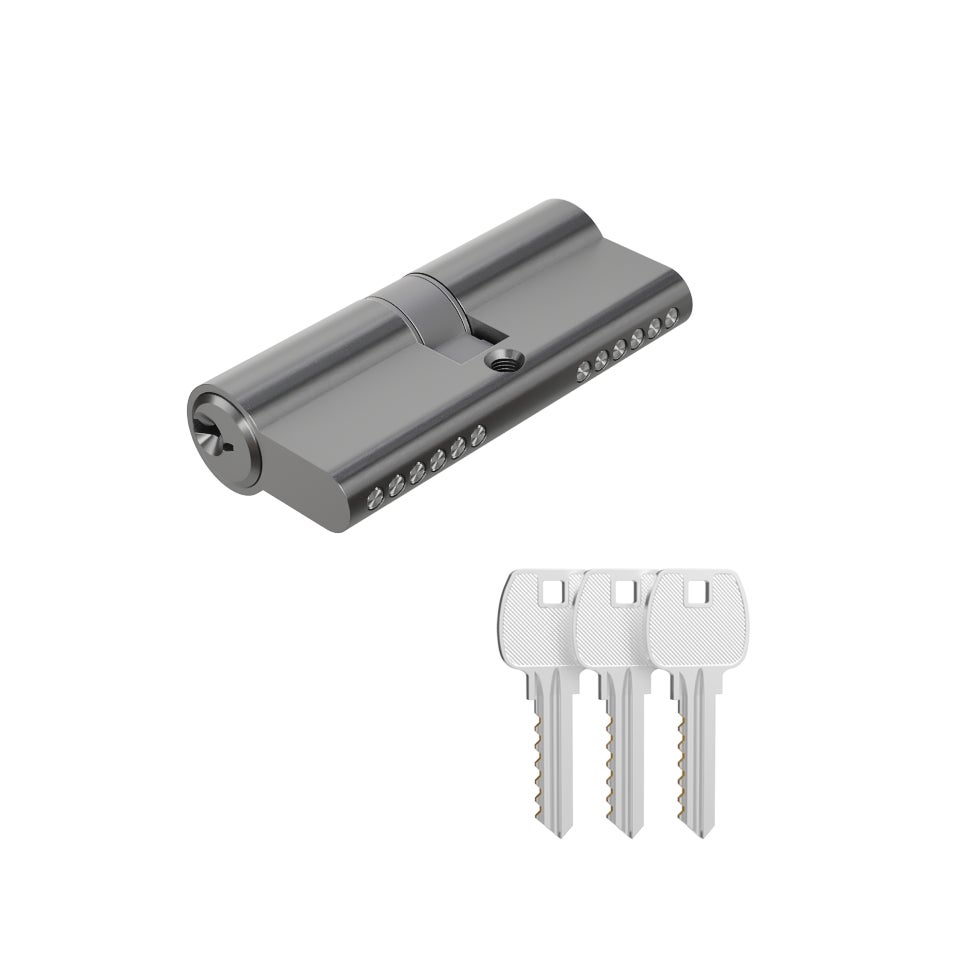 Euro Cylinder Double (Key/Key) 70mm - Brushed Gunmetal | ABI Interiors