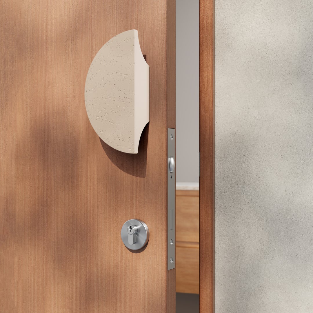 Atelis Concrete Half Moon Entry Door Pull (Single) - Almond | ABI Interiors