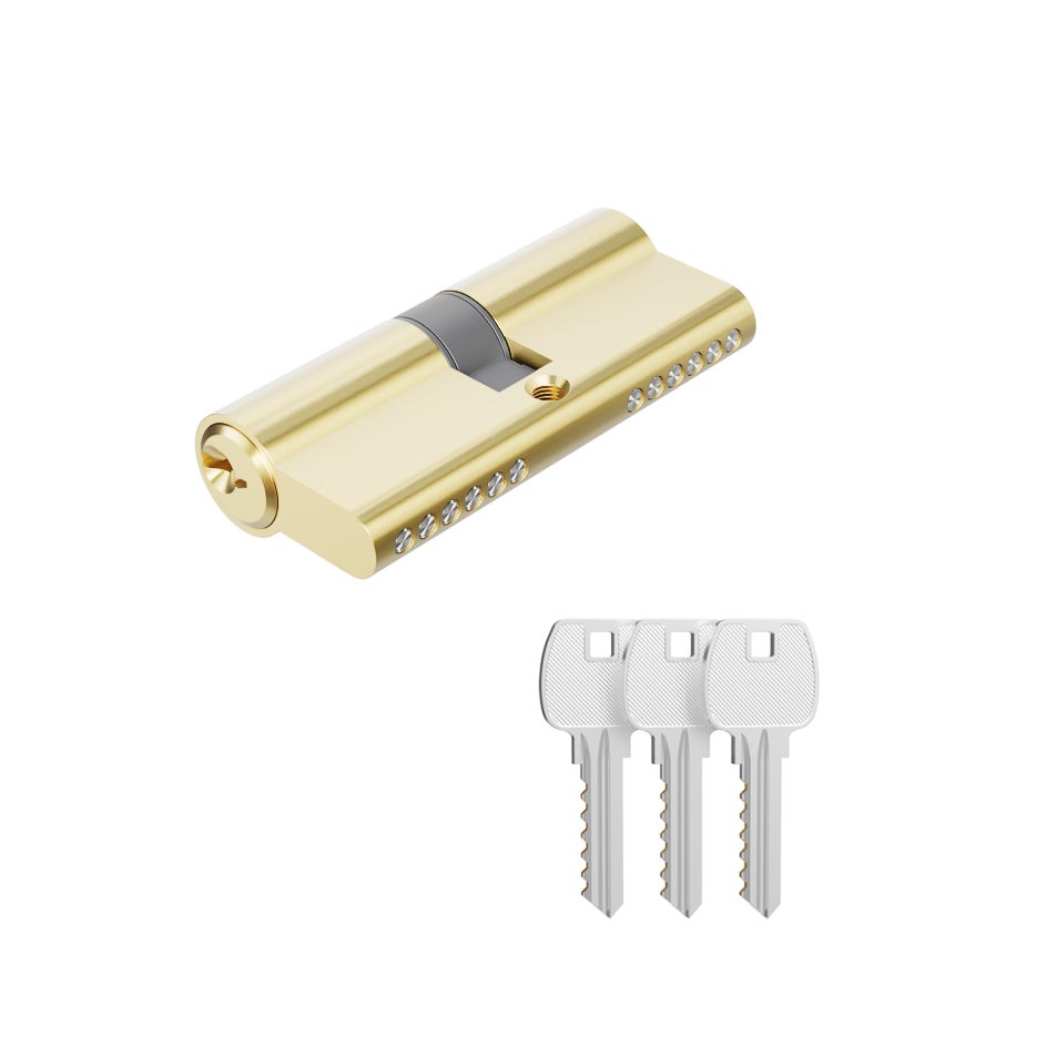 Euro Cylinder Double (Key/Key) 70mm - Brushed Brass | ABI Interiors