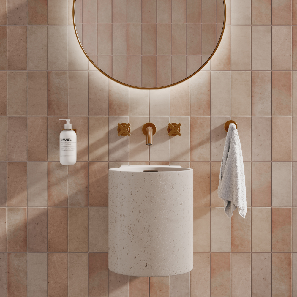 Atelis Cylinder Wall-Hung Concrete Basin (Overflow) - Almond | (NZ) ABI ...