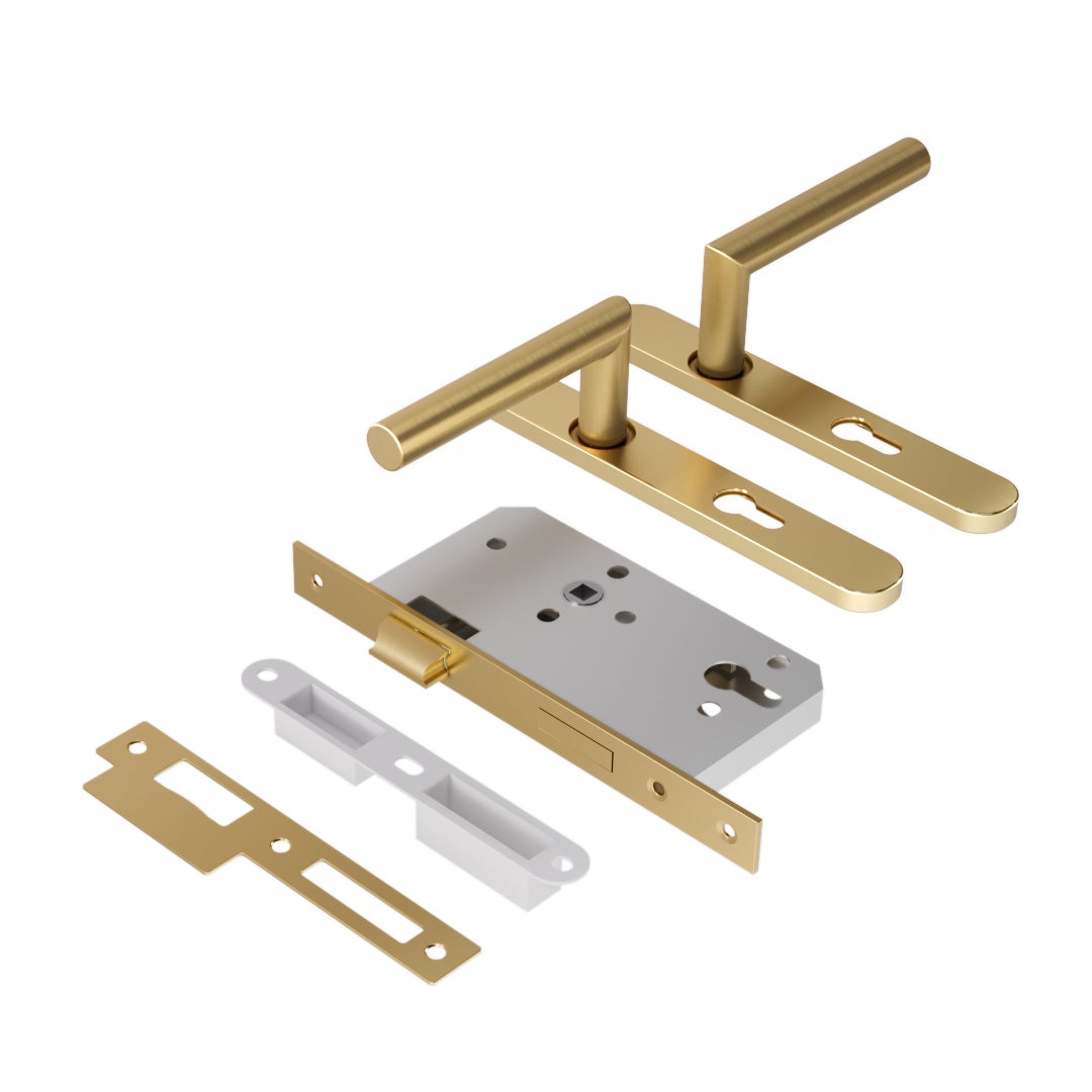 Davis Entry Door Handle & Lock Set - Brushed Brass | ABI Interiors
