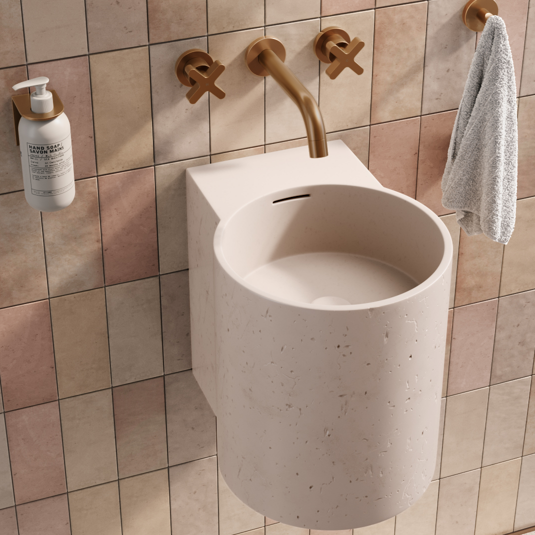 Atelis Cylinder Wall-Hung Concrete Basin (Overflow) - Almond | (NZ) ABI ...