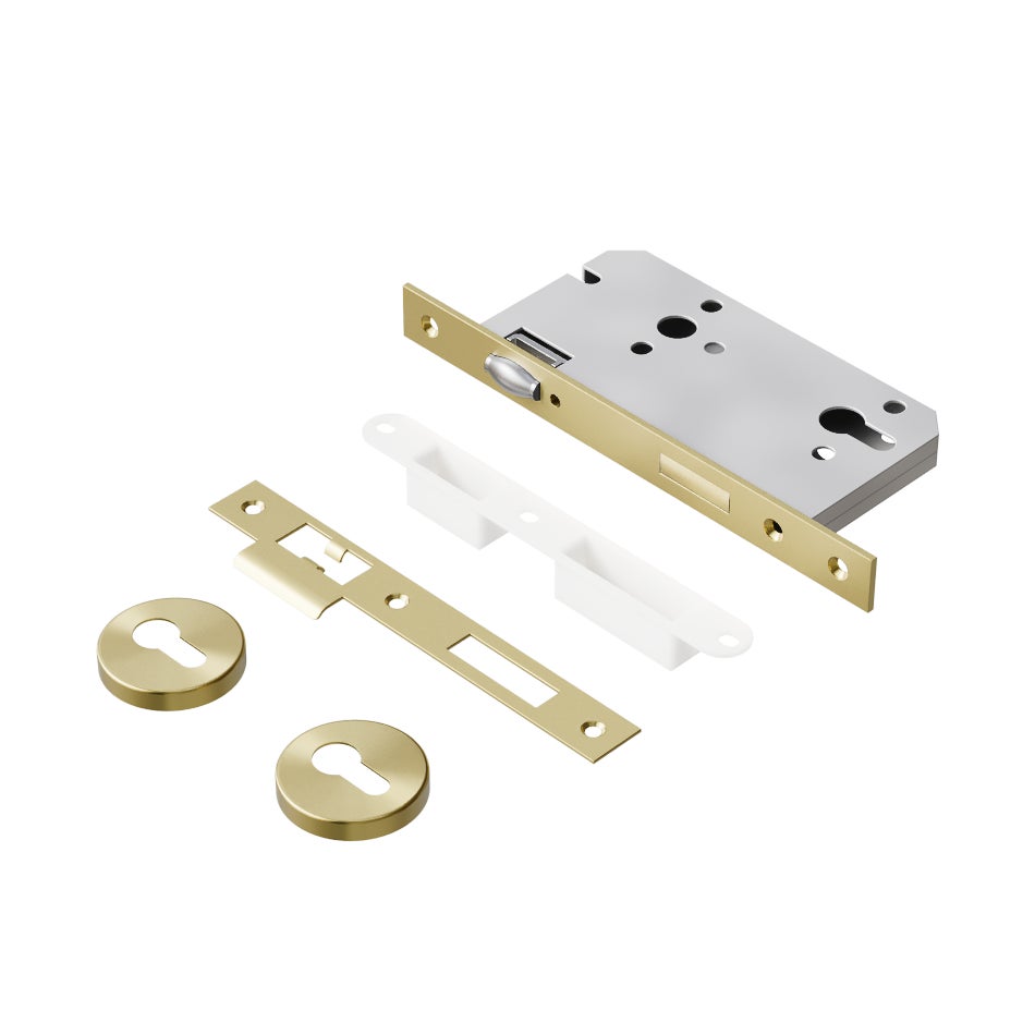 Imes Half Moon Entry Door Pull & Lock Set - Brushed Brass | ABI Interiors