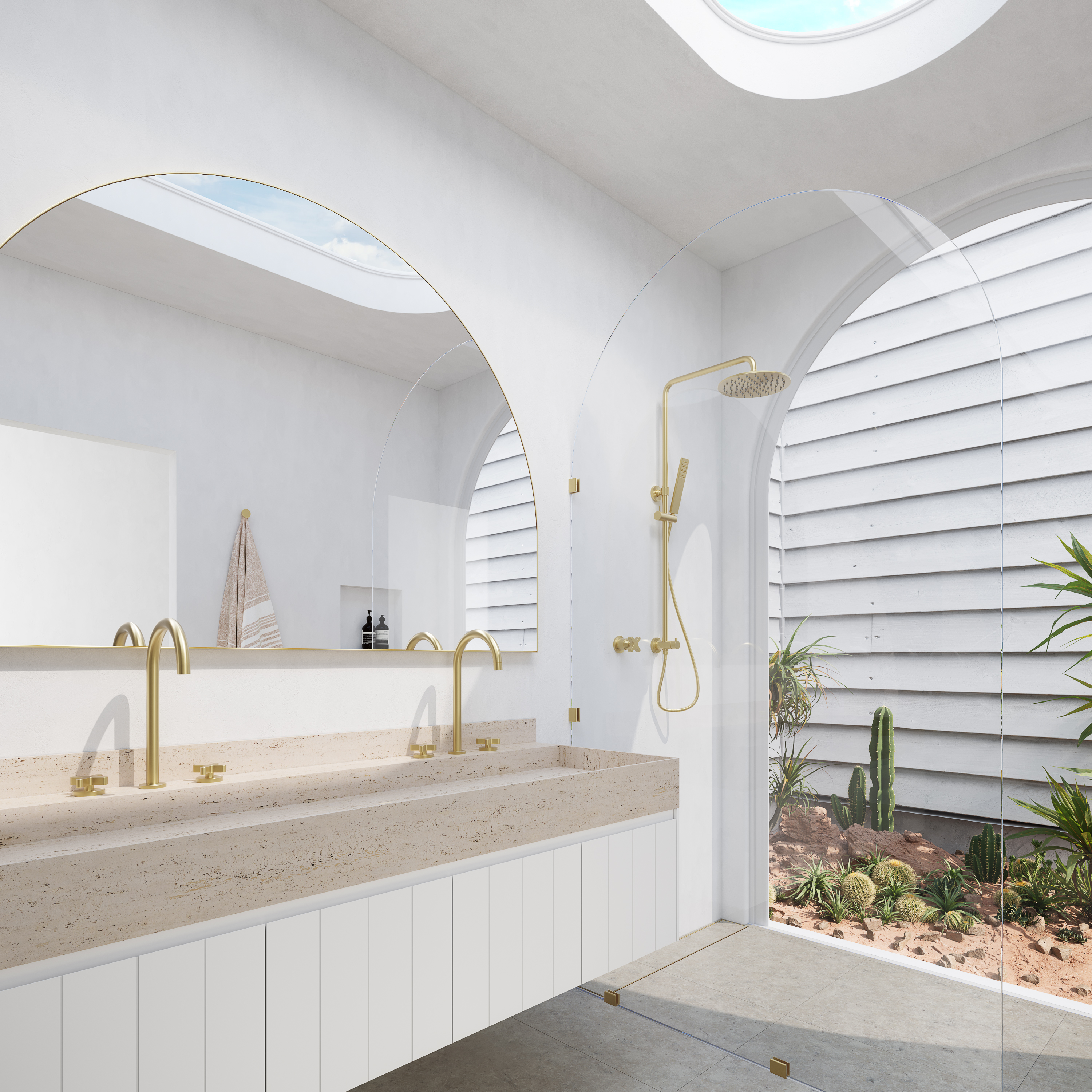 Cross Assembly Bench-Mounted Taps - Brushed Brass | ABI Interiors