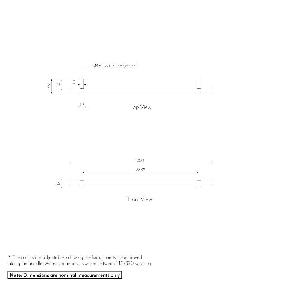 Modi Adjustable Cabinetry Pull 350mm - Brushed Gunmetal | ABI Interiors