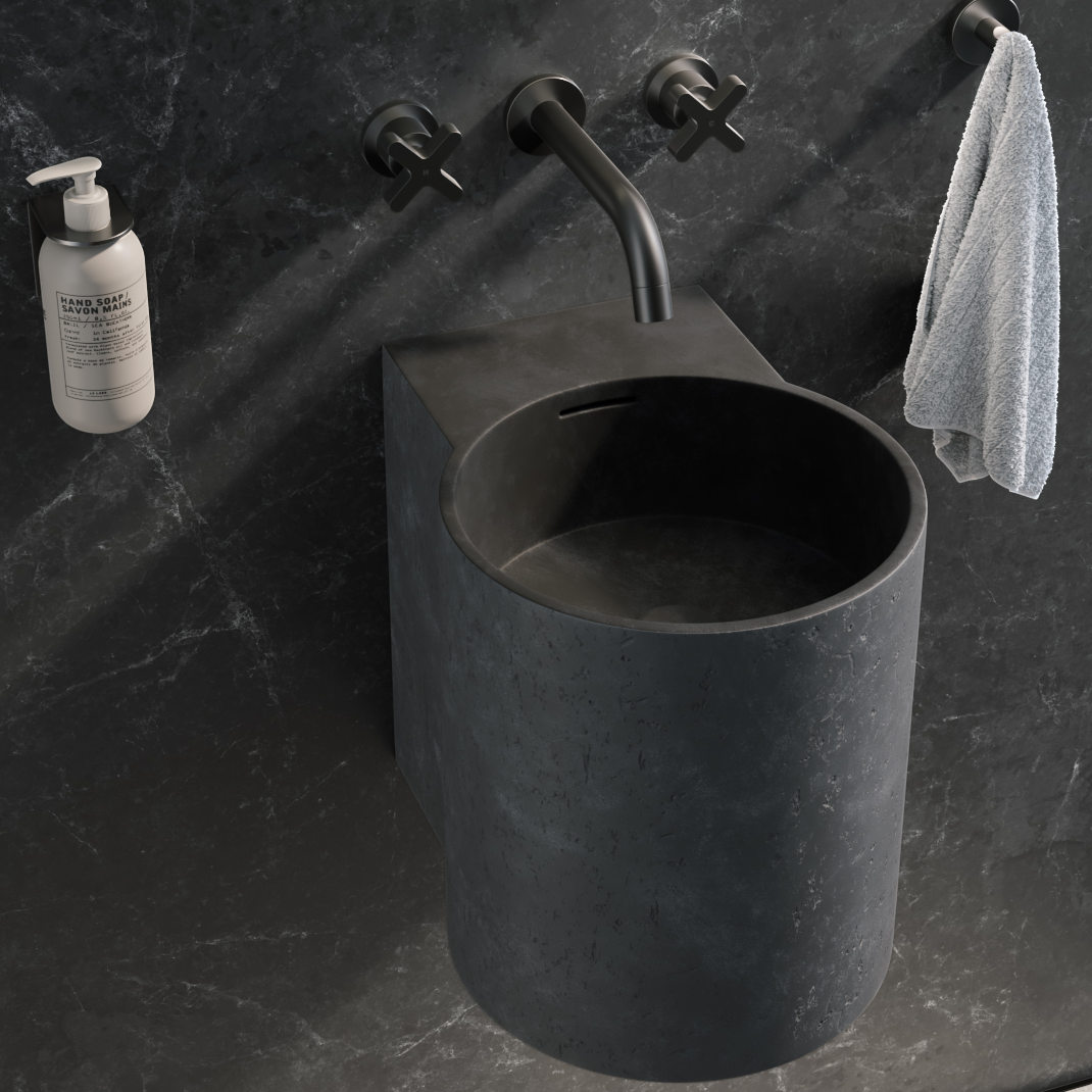 Atelis Cylinder Wall-Hung Concrete Basin (Overflow) - Grey | ABI Interiors