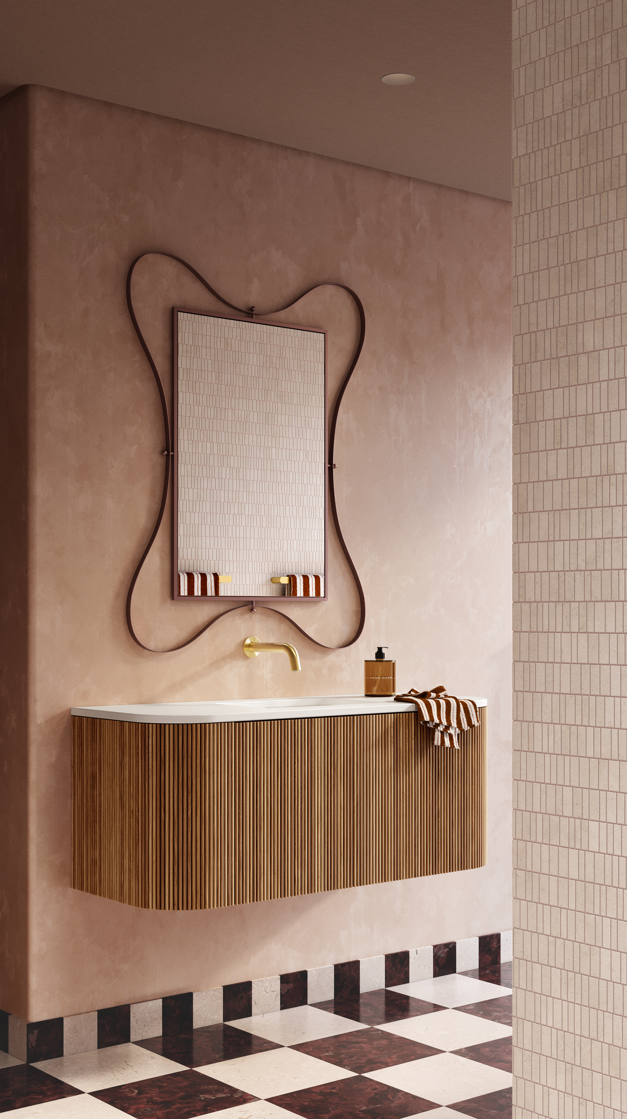 Kairi Curved Fluted Vanity 1164mm - Oak Timber | ABI Interiors
