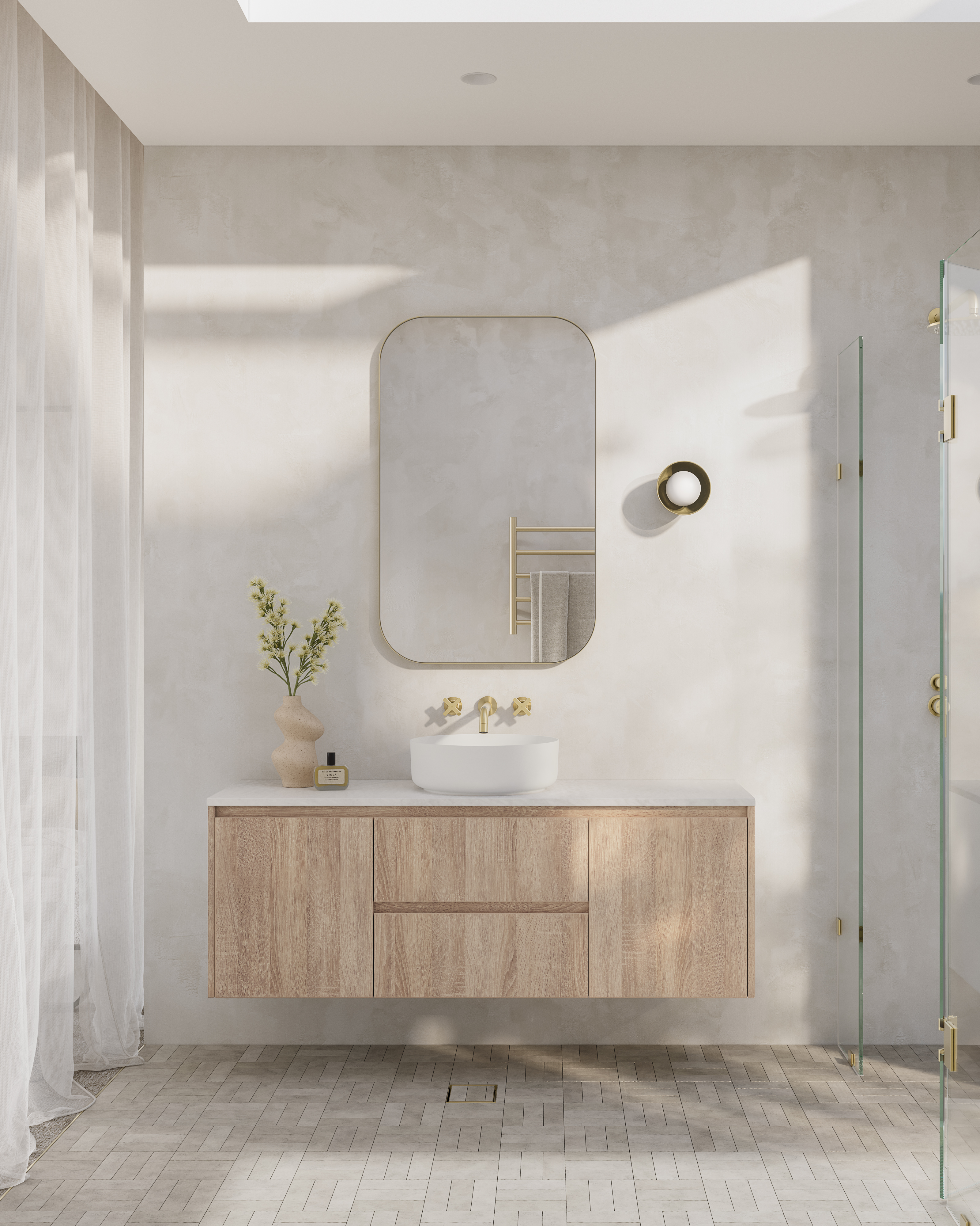 Archer 2-Door with Centre Drawers 1428mm - White Ash Oak | ABI Interiors