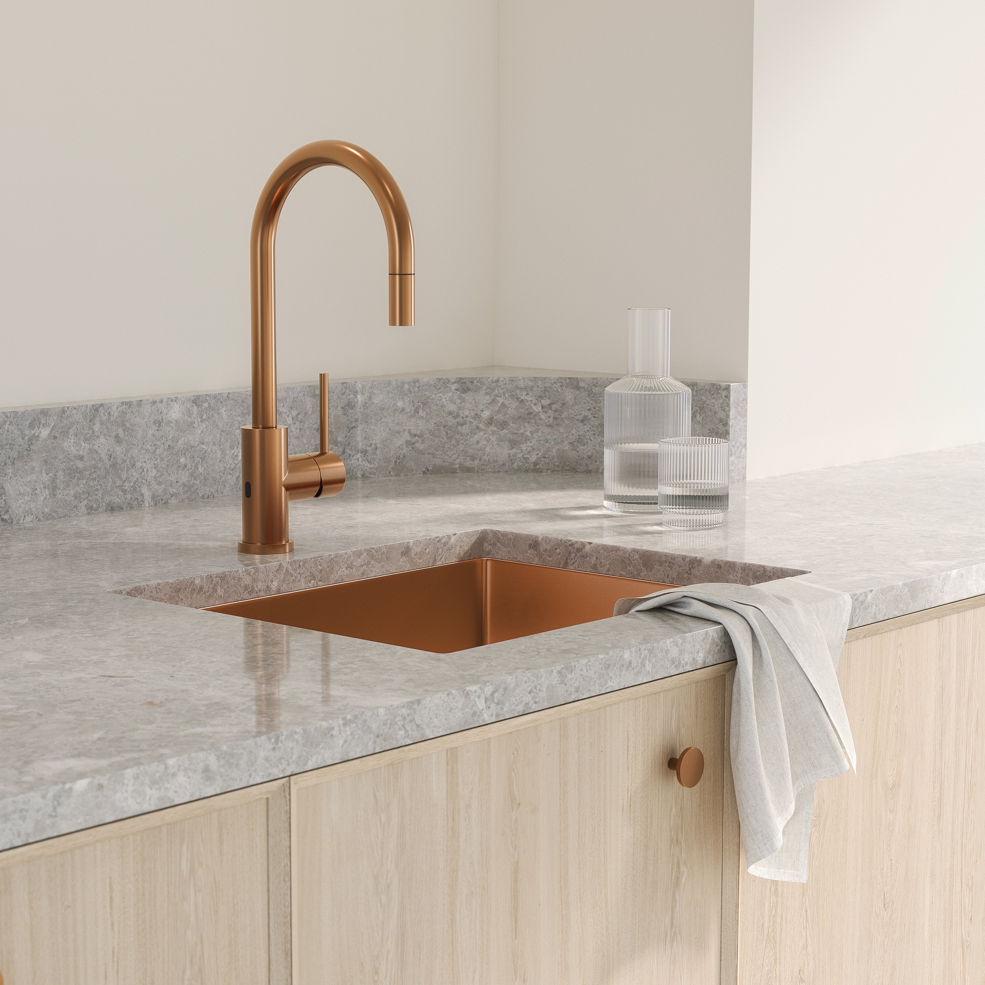 Elysian Sensor Commercial Pull-Out Kitchen Mixer - Brushed Copper | ABI ...