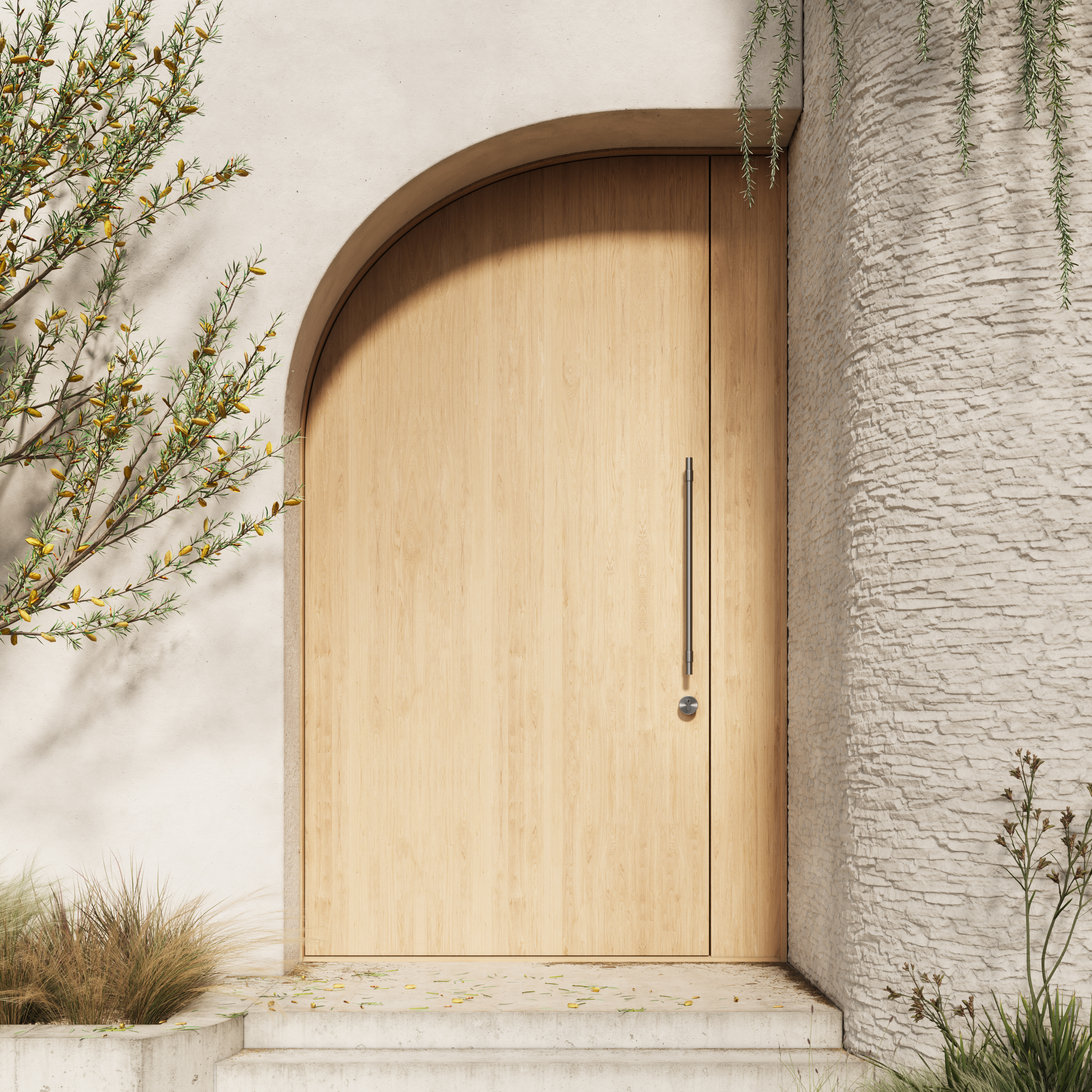 Modi Adjustable Entry Door Pull & Lock Set 600mm - Brushed Gunmetal ...