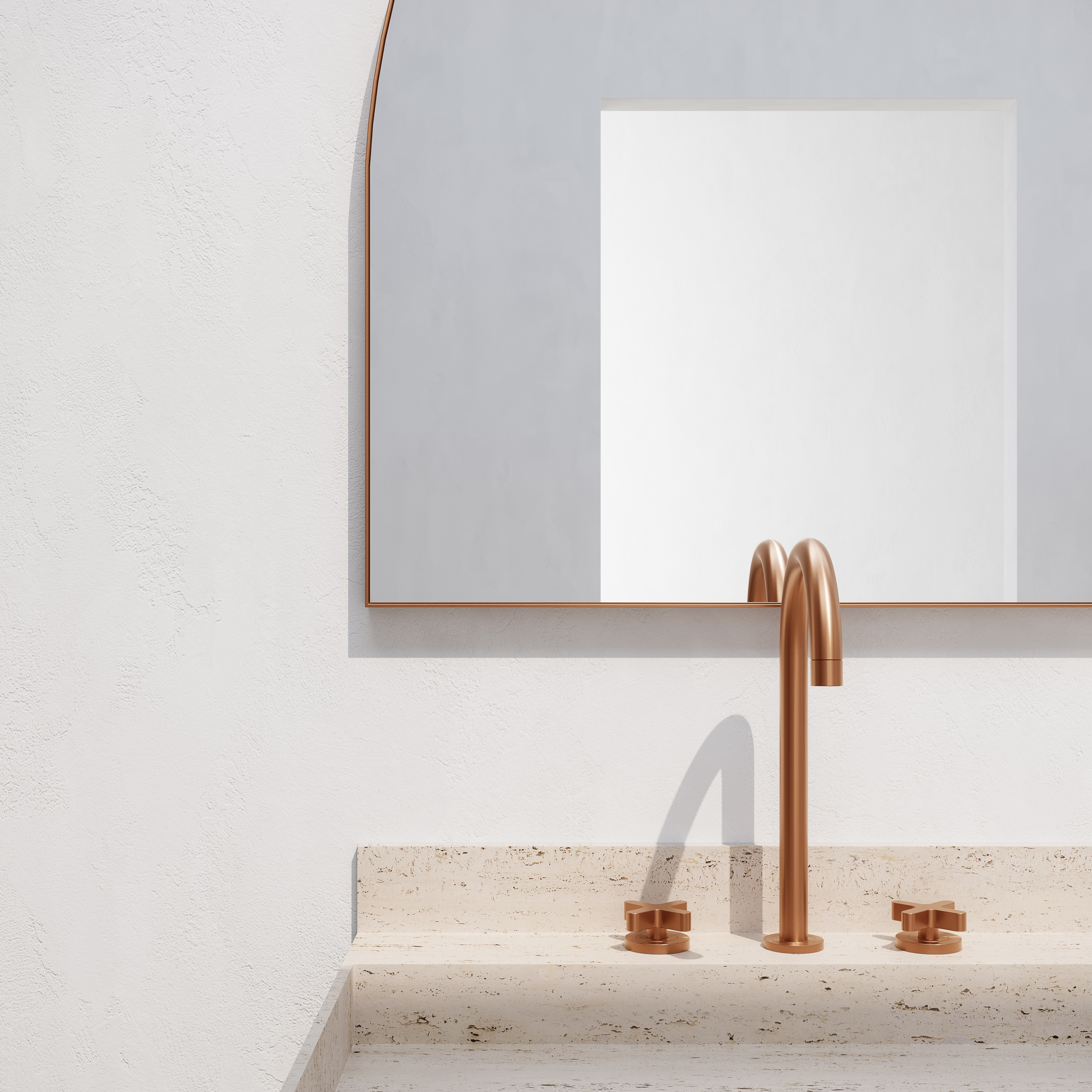 Cross Assembly Bench-Mounted Set - Brushed Copper - ABI Interiors UK