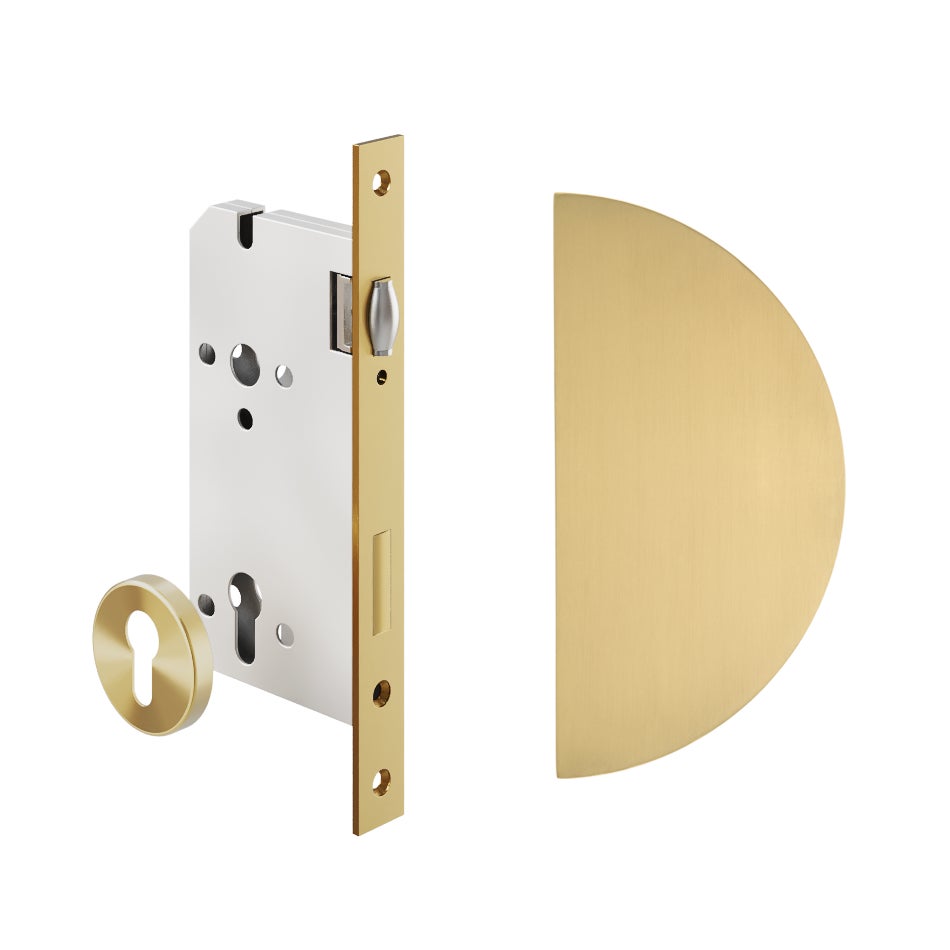 Imes Half Moon Entry Door Pull & Lock Set - Brushed Brass | ABI Interiors