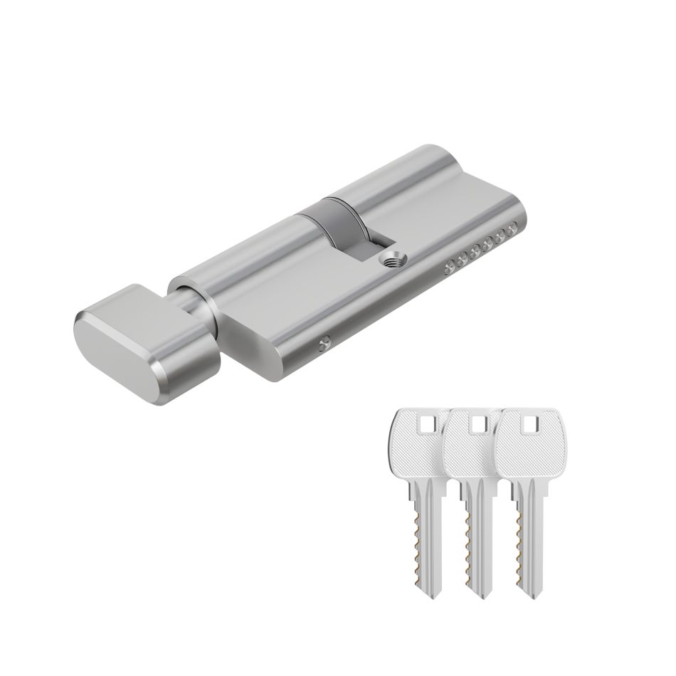 Euro Cylinder Single (Key/Turn) 70mm - Stainless Steel | ABI Interiors