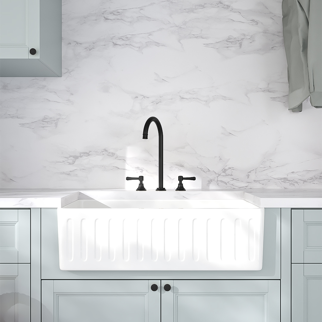 Kingsley Assembly Bench-Mounted Taps - Matte Black - ABI Interiors UK