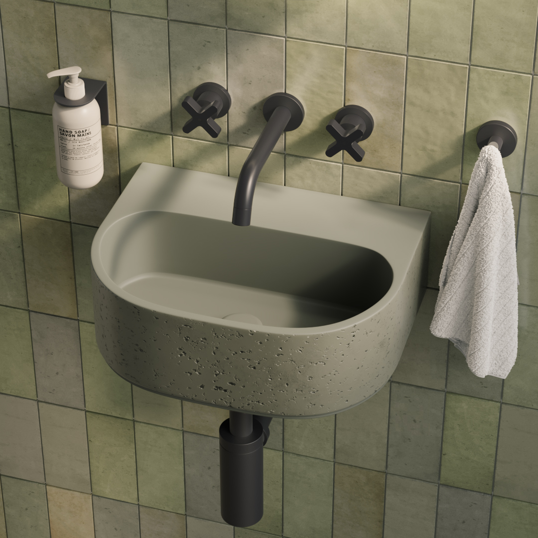 Nelios Concrete Wall Hung Basin - Sage Green | ABI Interiors