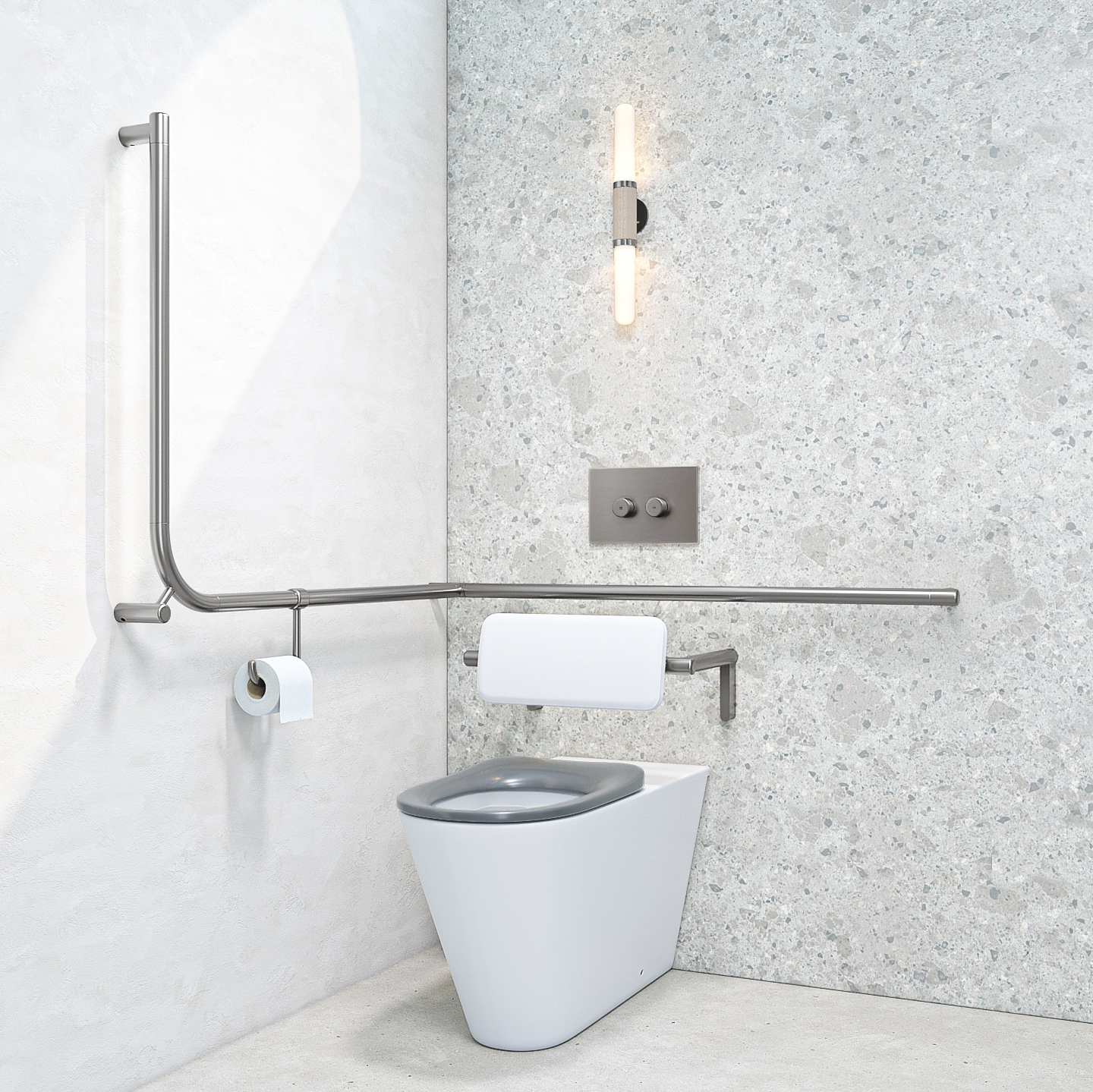 Aliro Accessible Pneumatic Flush Button & In-Wall Cistern - Brushed ...