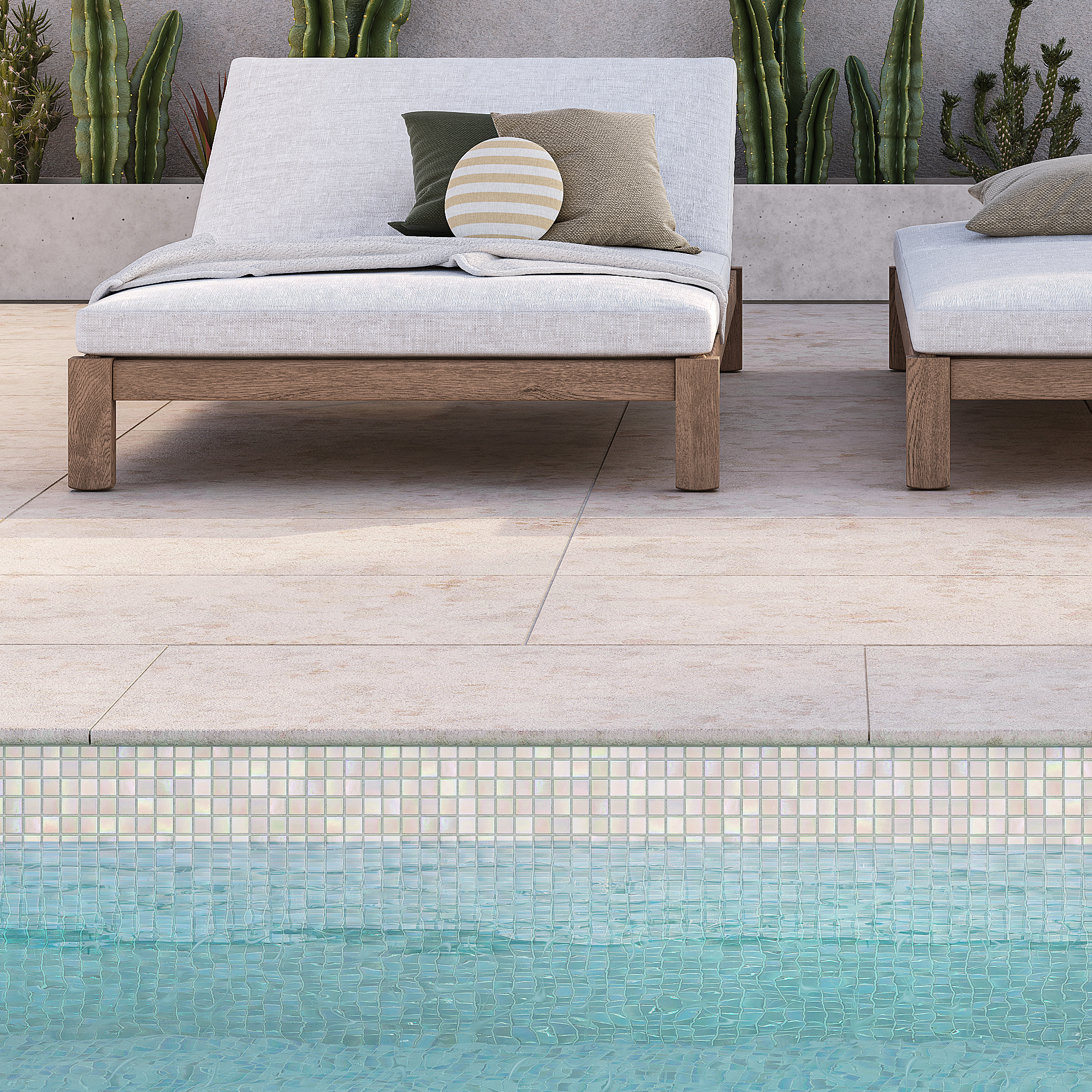 Rumoi Glass Mosaic Pool Tile - White Pearl | ABI Interiors