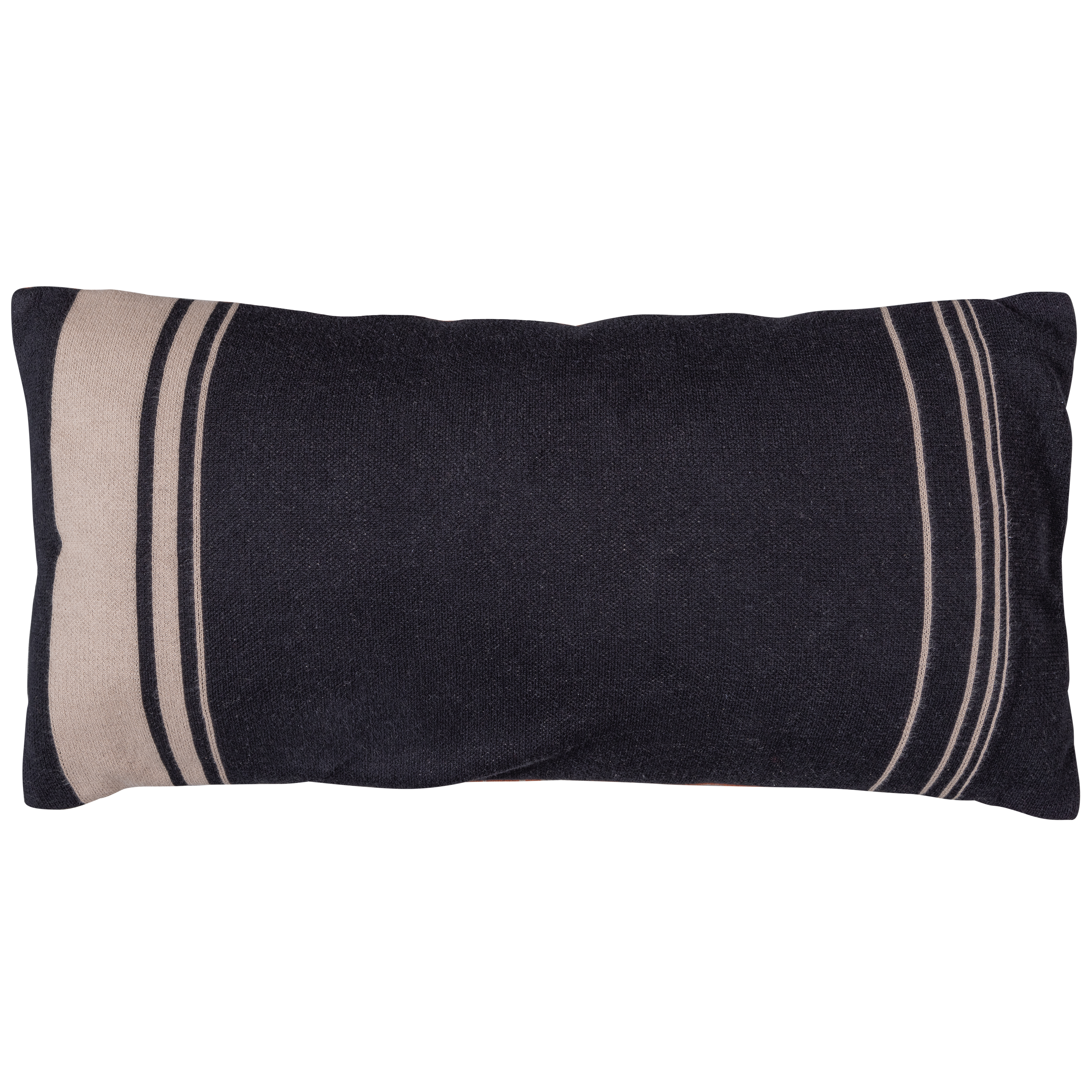 De Eekhoorn | ALBA STRIPED CUSHION BLACK/BRIQUE 30x60CM