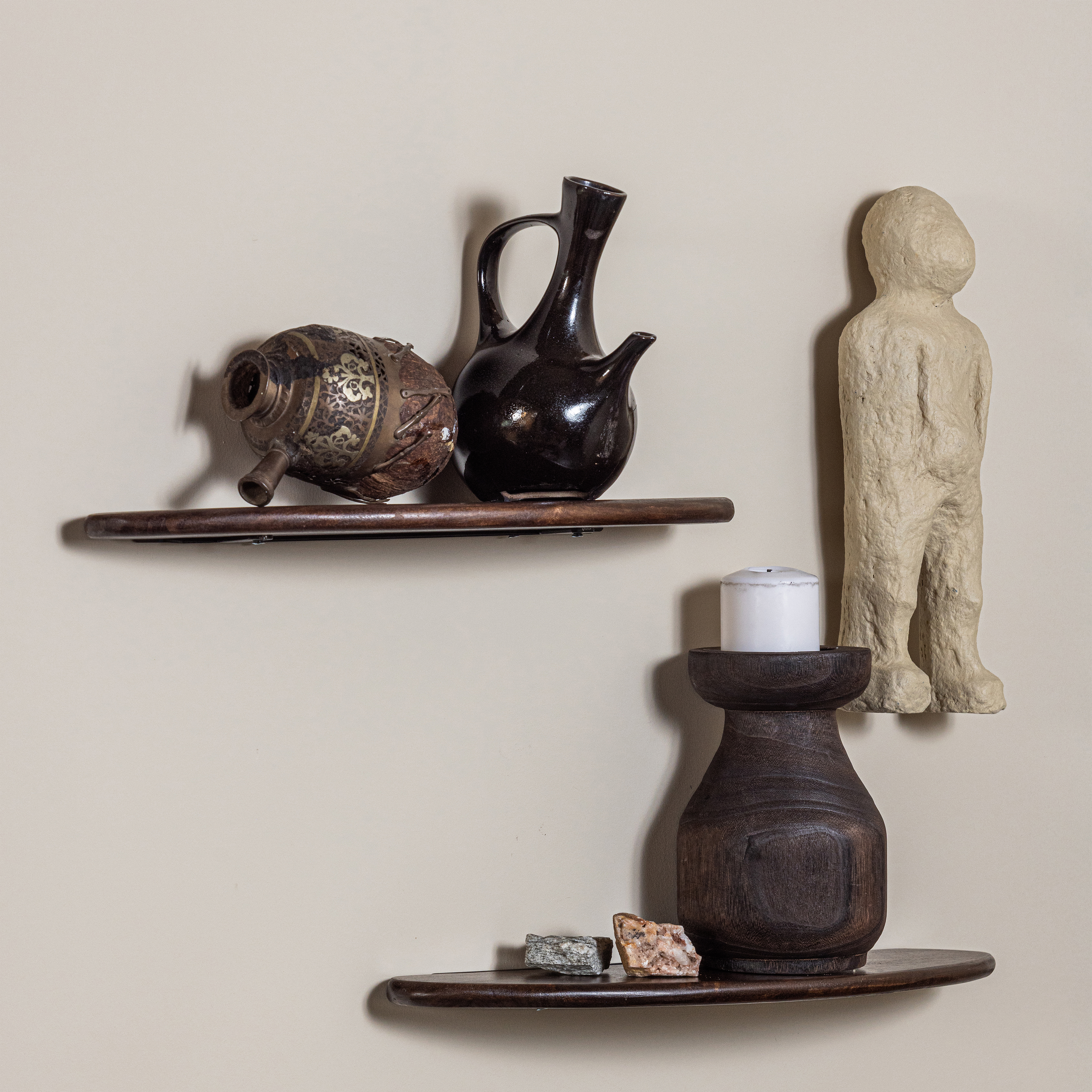 De Eekhoorn | SET OF 2 - LAYER WALL SHELVES MANGO WOOD WALNUT