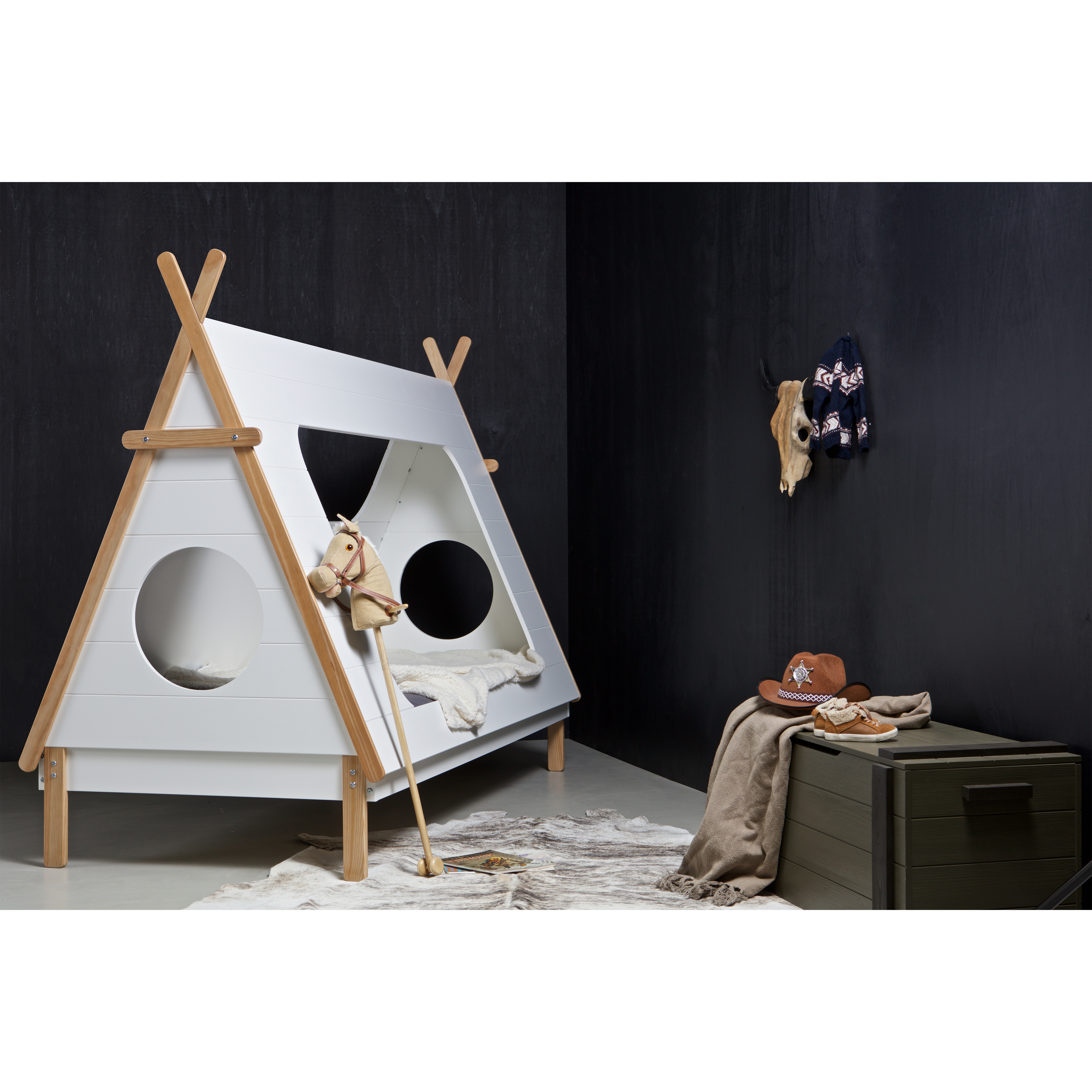 De Eekhoorn | TIPI BED WIT 90X200 INCL LATTENBODEM - WOOOD - TIPI