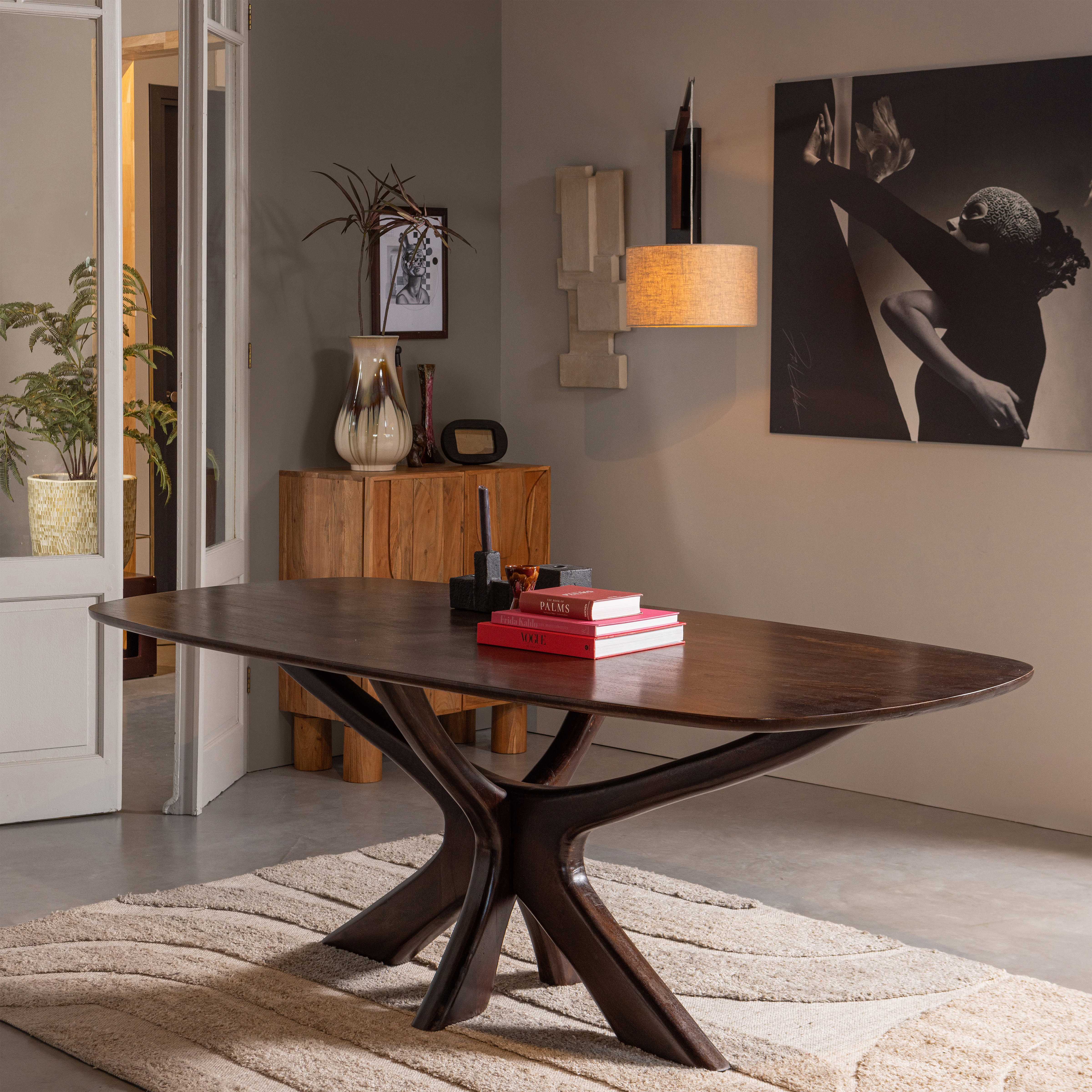 De Eekhoorn | BRIDGE DINING TABLE CROSS LEG MANGO WOOD WALNUT 100x220CM