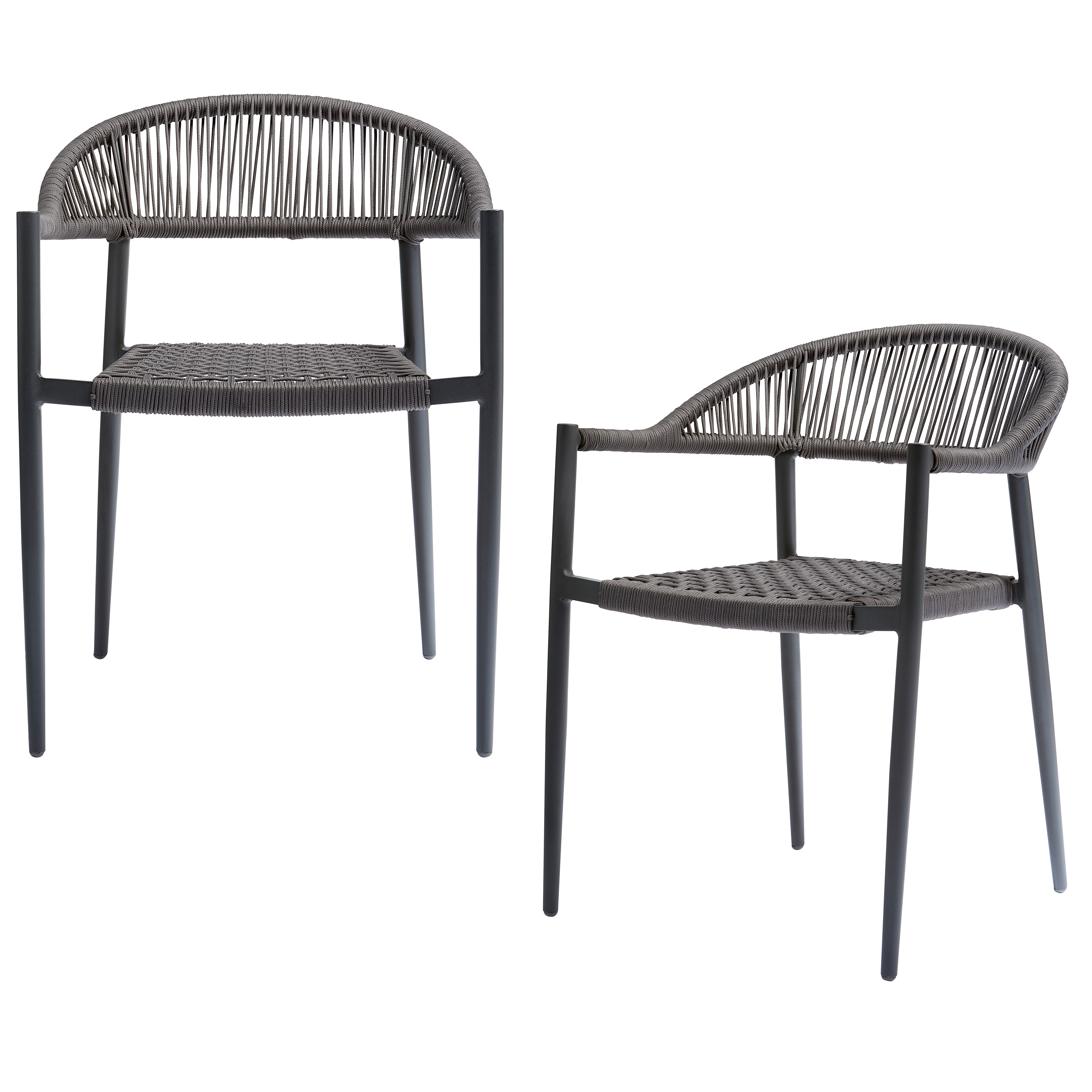 De Eekhoorn | SET V 2 - GELBER GARTENSTUHL SEIL/ALUMINIUM DUNKELGRAU