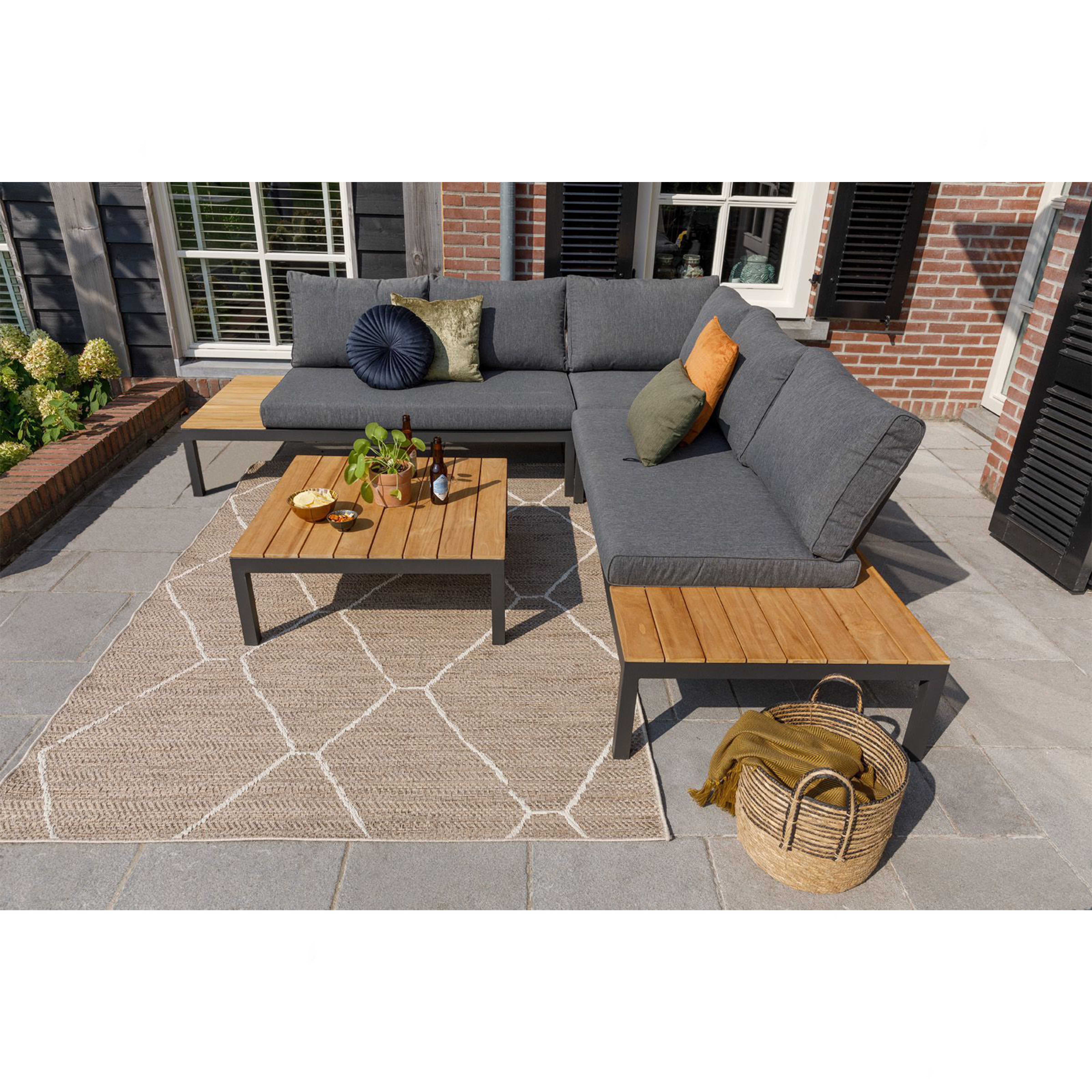 De Eekhoorn | LA VIDA LOUNGESET TUIN TEAK ANTRACIET FRAME INCL. KUSSENS