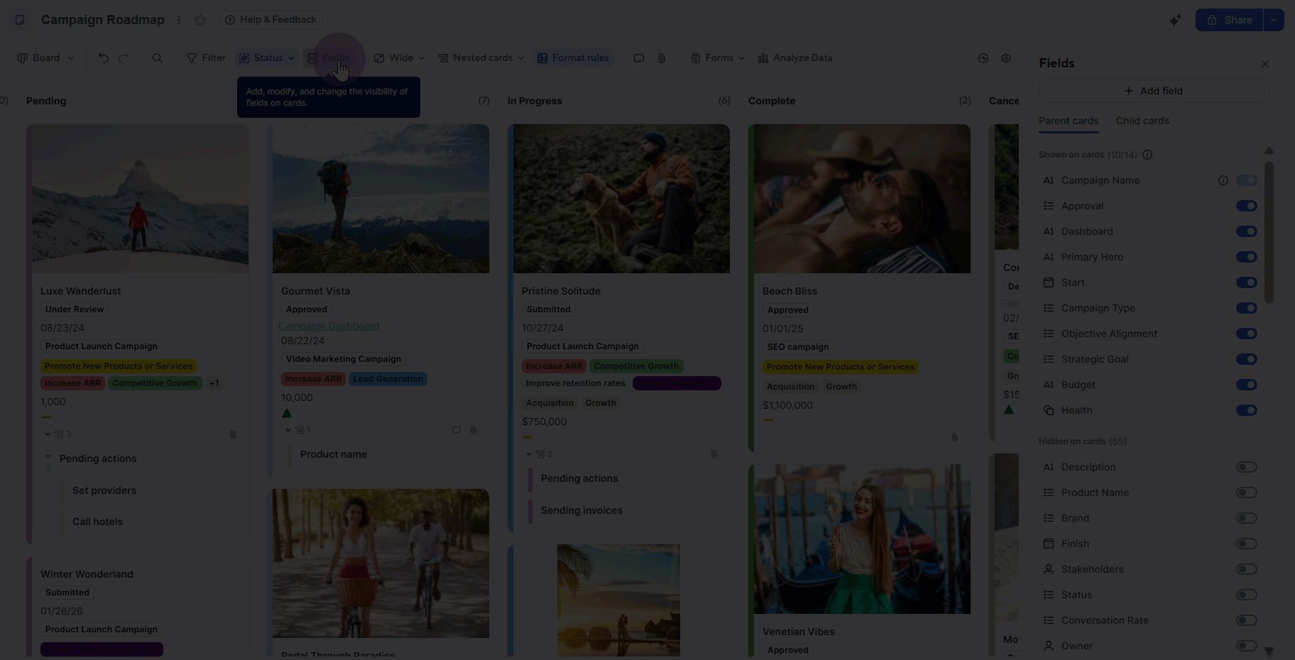 Work with your data in board view | Smartsheet Learning Center