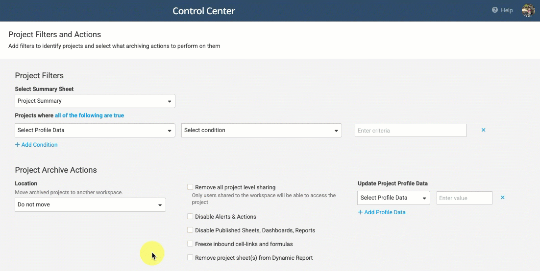 Control Center: Archive projects with archiving workflows | Smartsheet ...