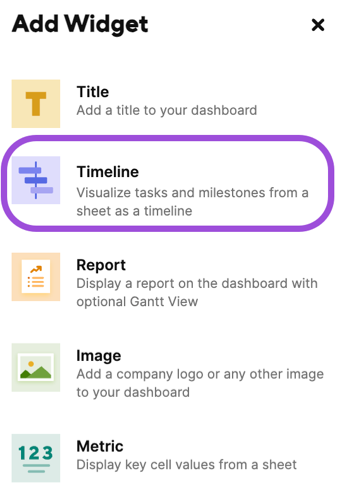 Build timeline widgets | Smartsheet Learning Center