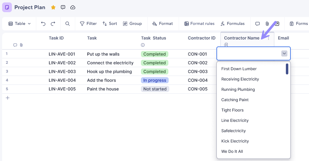 Create linked dropdown columns | Smartsheet Learning Center
