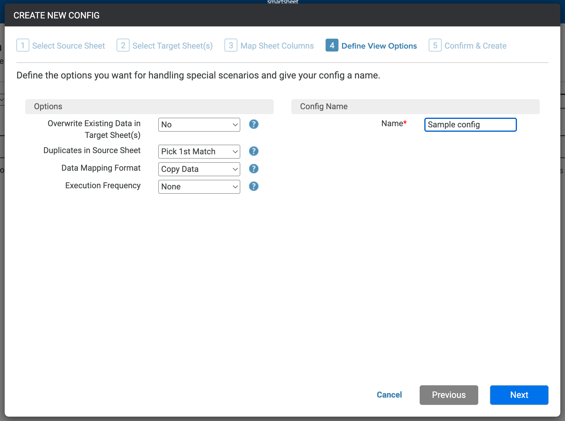 Set up your config | Smartsheet Learning Center