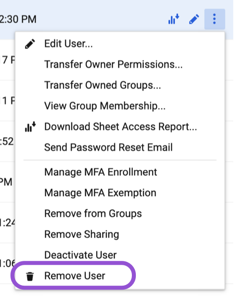 Admin Center: Remove users | Smartsheet Learning Center
