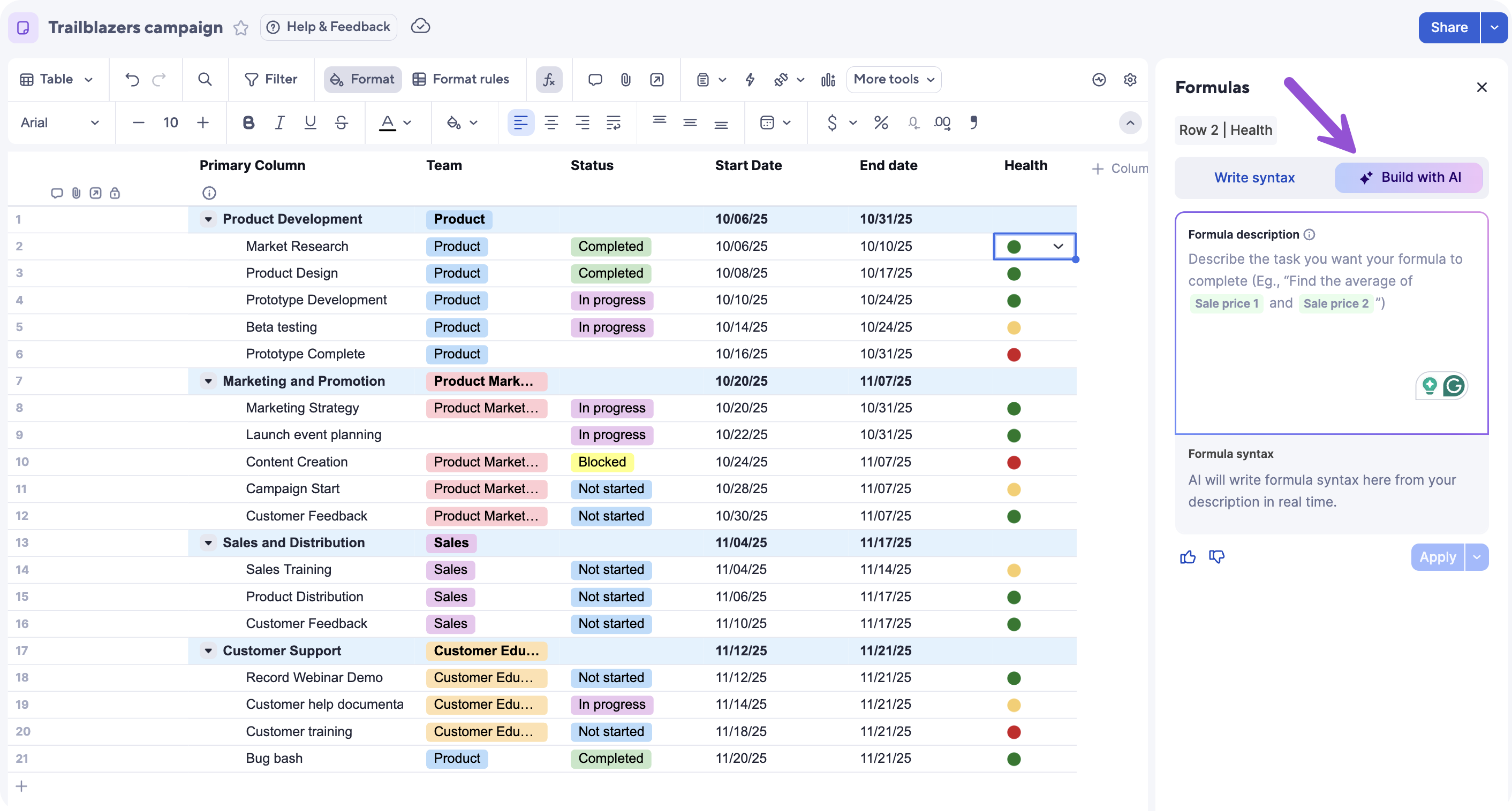 Work with your data in table view | Smartsheet Learning Center