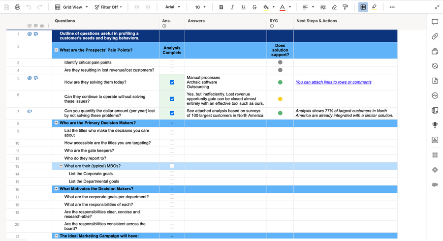 Customer Needs Analysis Template | Smartsheet
