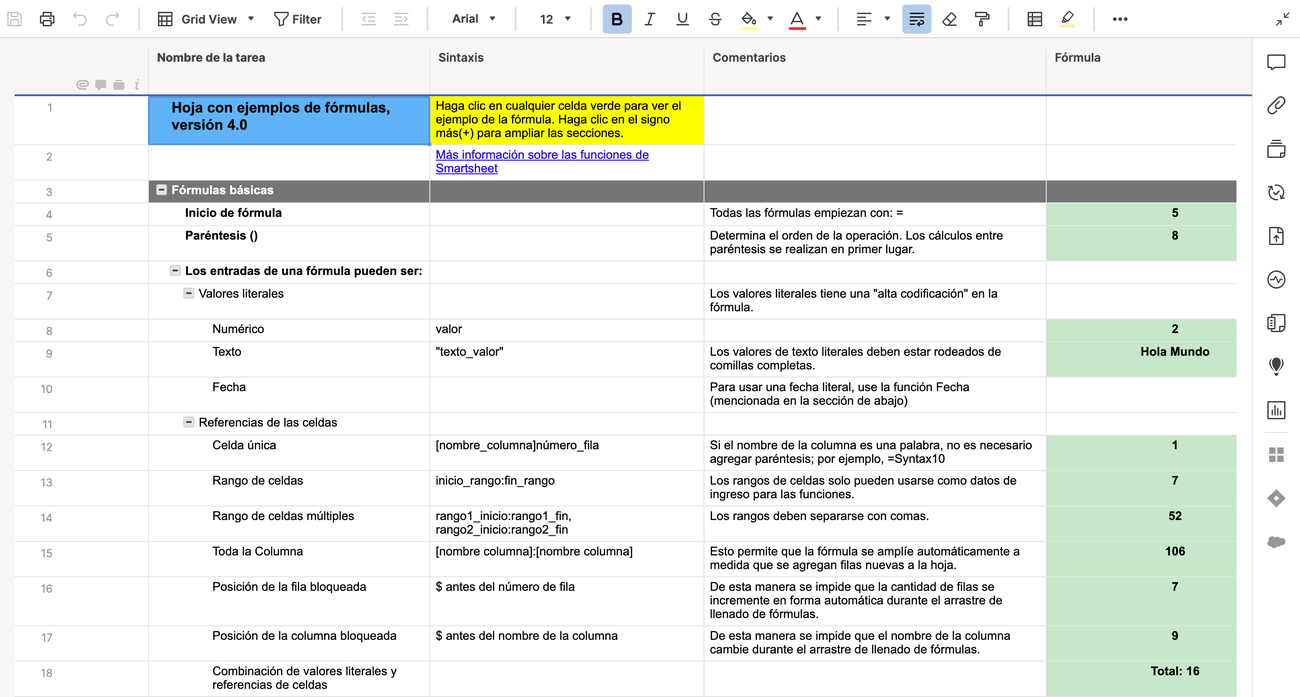 Ejemplos de fórmulas de Smartsheet | Smartsheet
