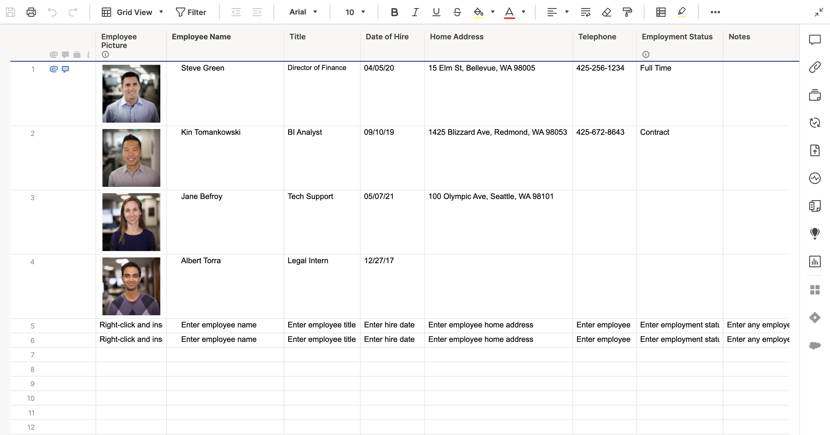 Employee Info Directory Template Smartsheet